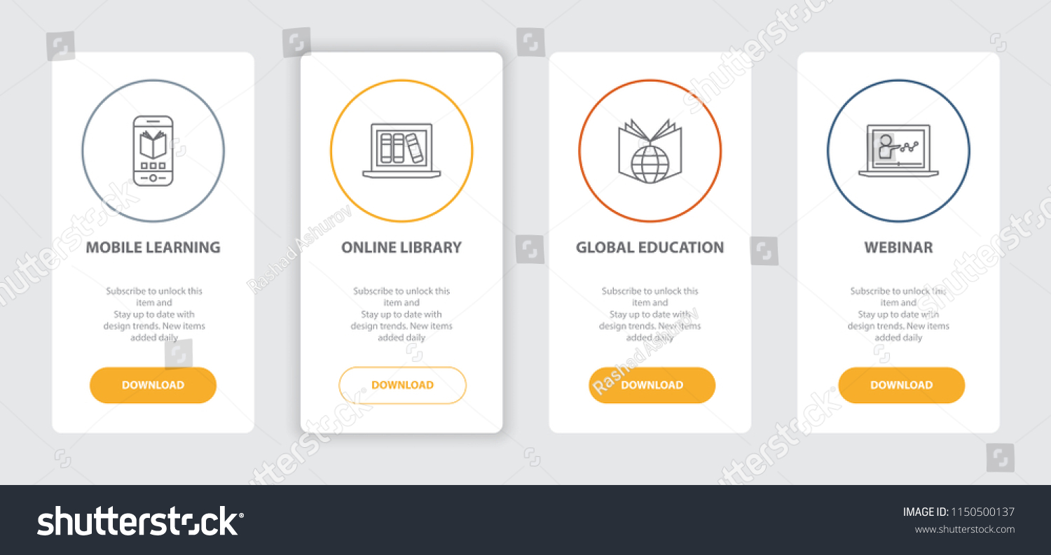 Elearning 4 Webpage Banners Line Concept: เวกเตอร์สต็อก (ปลอดค่า ...