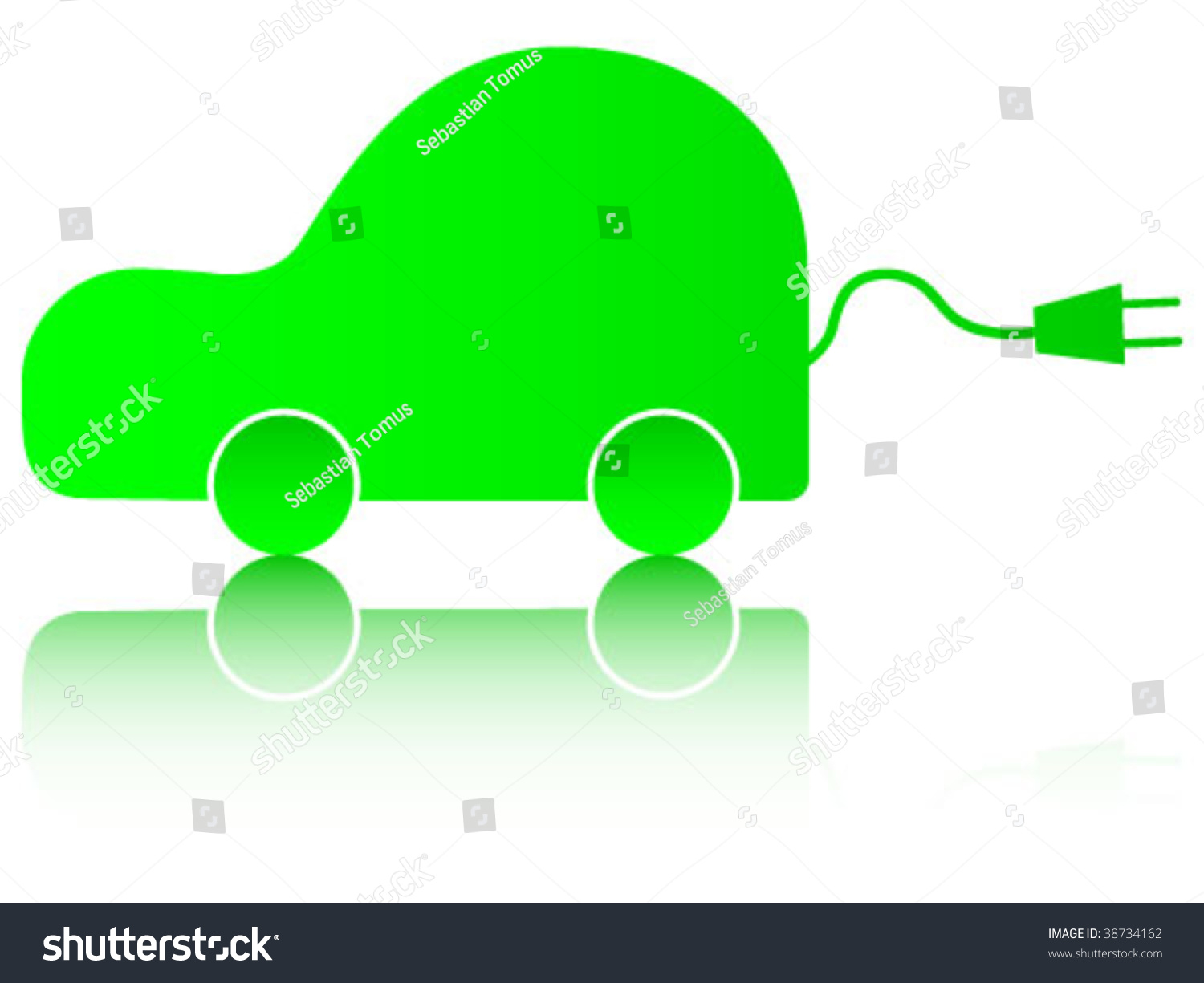 Electric Car Vector Illustration Stock Vector (Royalty Free) 38734162
