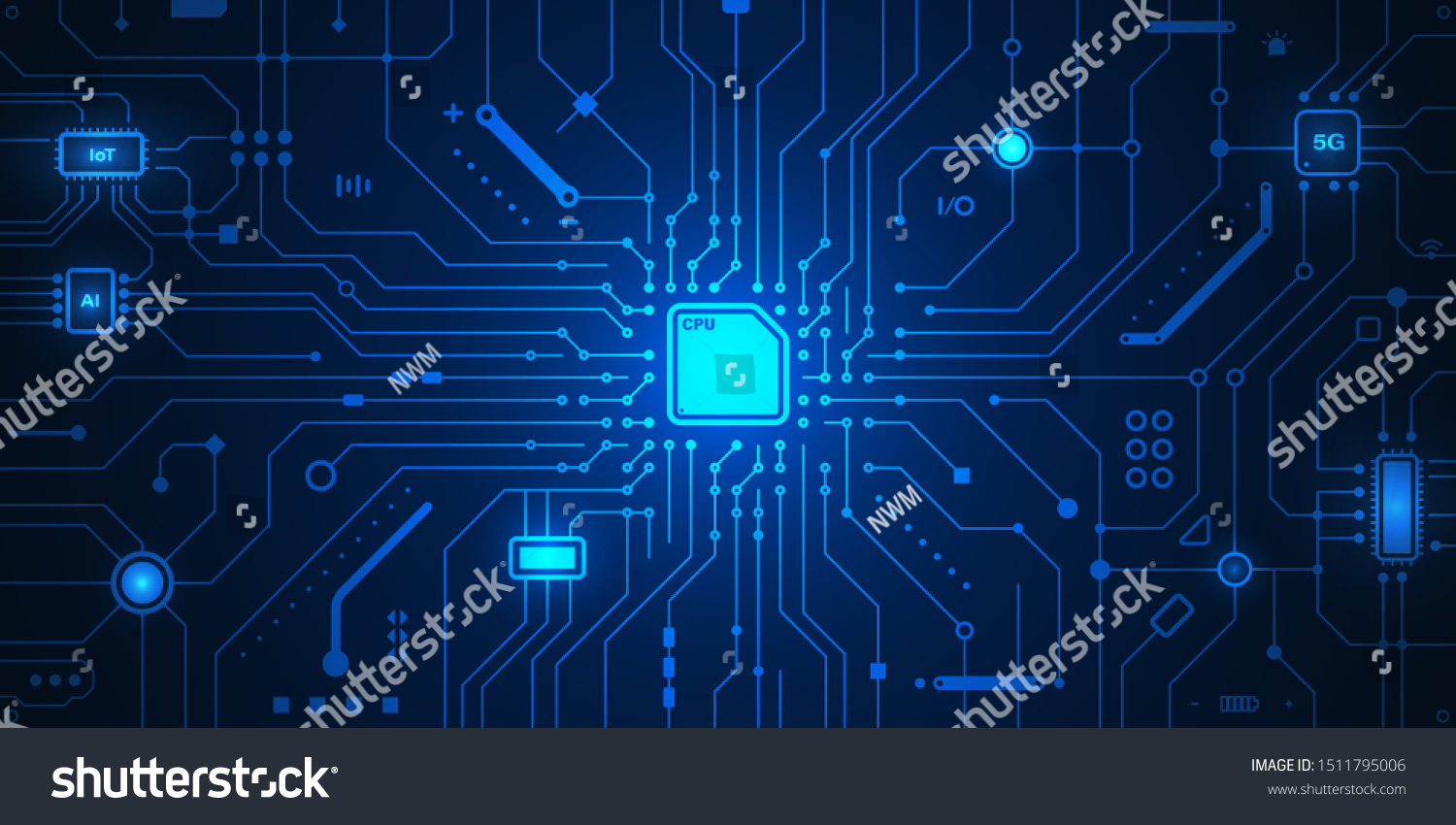 Electric Circuit Iot Ai 5g Cpu Stock Vector (Royalty Free) 1511795006 ...