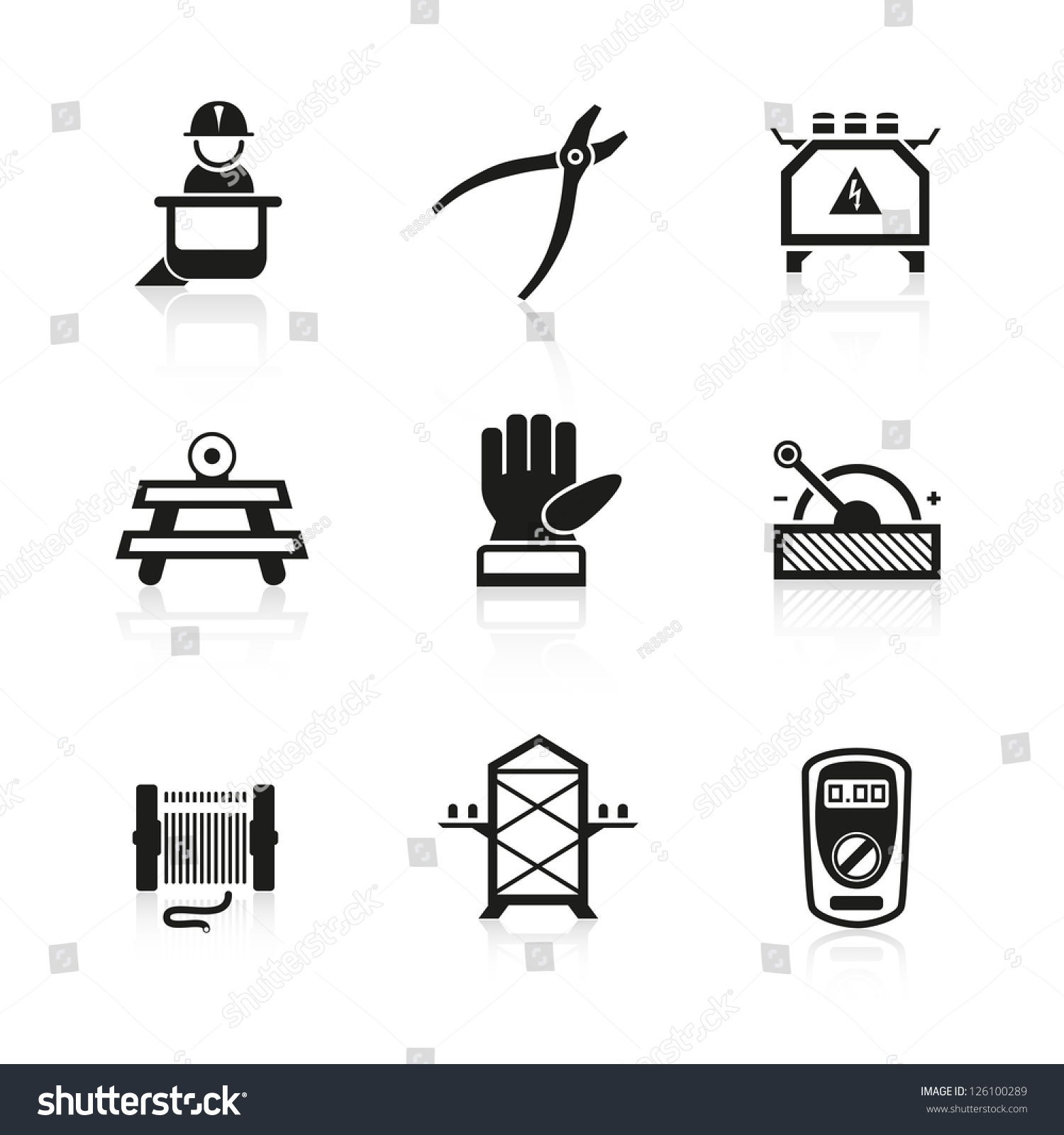 Electric Construction Icon Set Stock Vector (Royalty Free) 126100289 ...