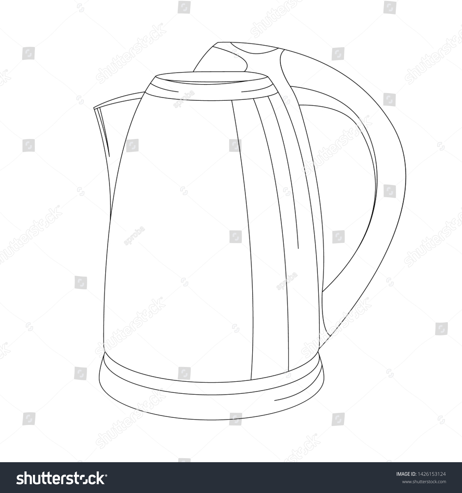 Electric Kettle Vector Illustrationlining Drawprofile View Stock Vector ...
