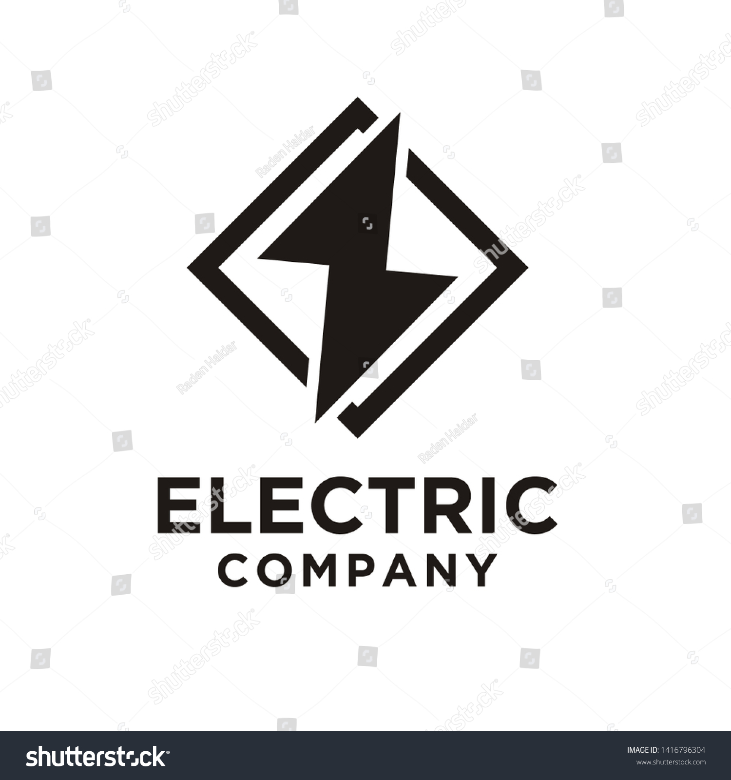 Electric Logo Design Square Frame Stock Vector (Royalty Free ...