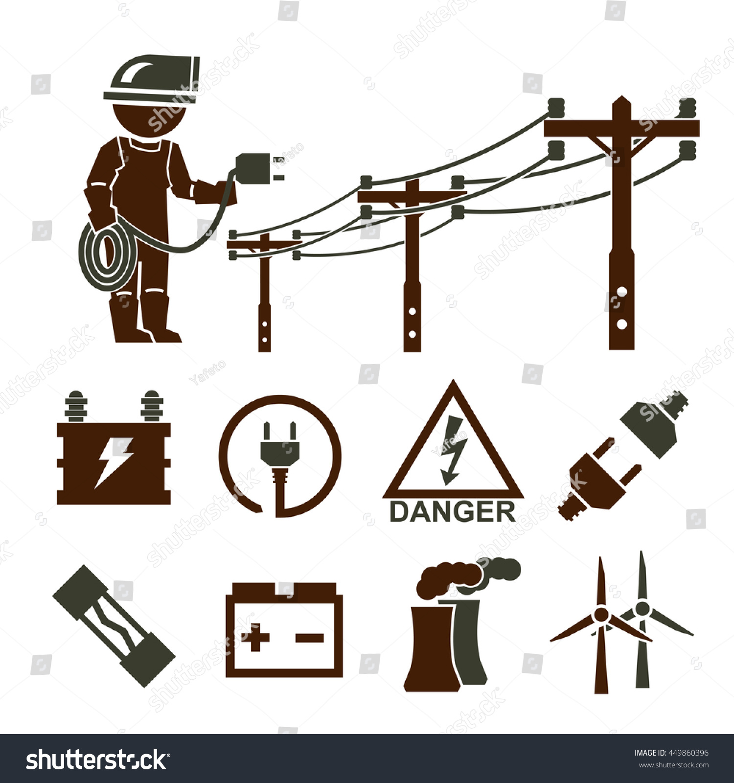 Electric Man Icons Set Stock Vector (Royalty Free) 449860396
