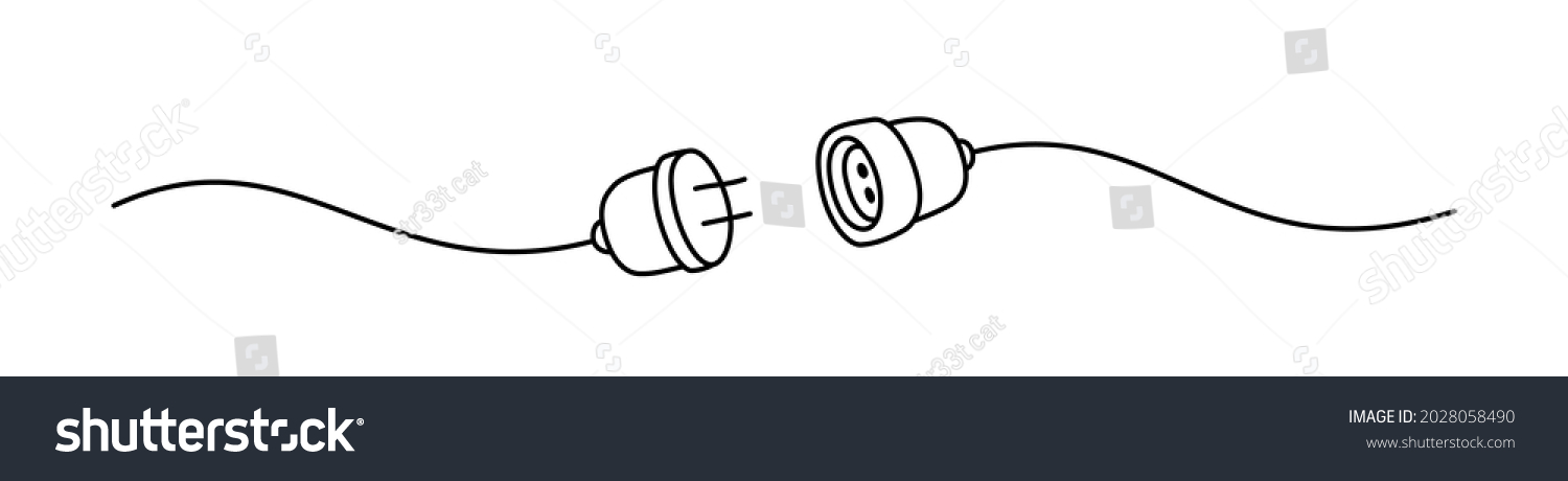 Electric Plug Socket Connection Umplugged Doodle Stock Vector (Royalty ...