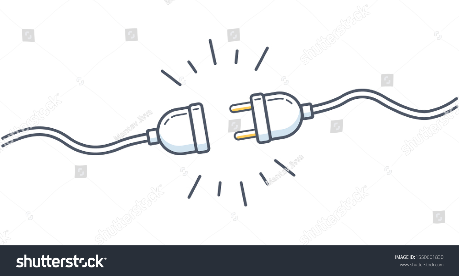 Electric Plug Socket Unplug Outline Design Stock Vector (Royalty Free ...