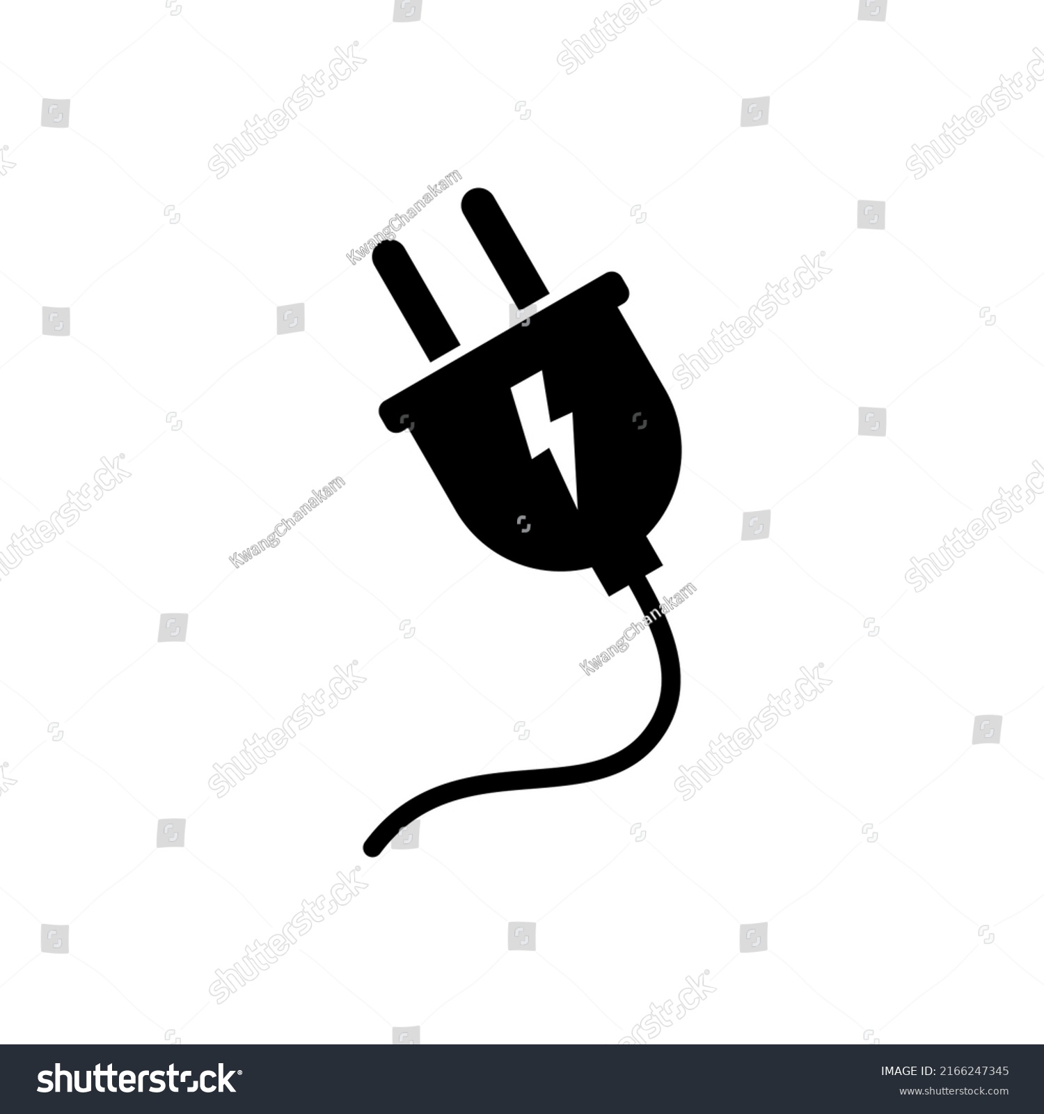Electric Plug Icon On White Background Stock Vector (Royalty Free ...