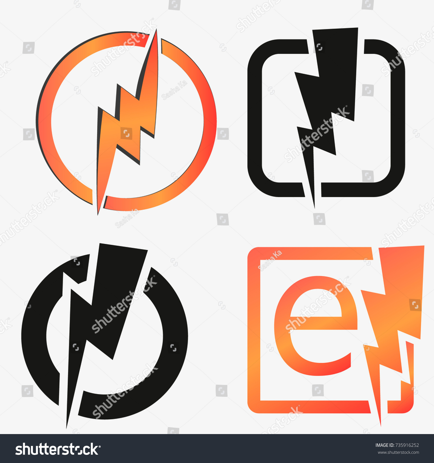 Electric Power Icon Set Vector Stock Vector (Royalty Free) 735916252