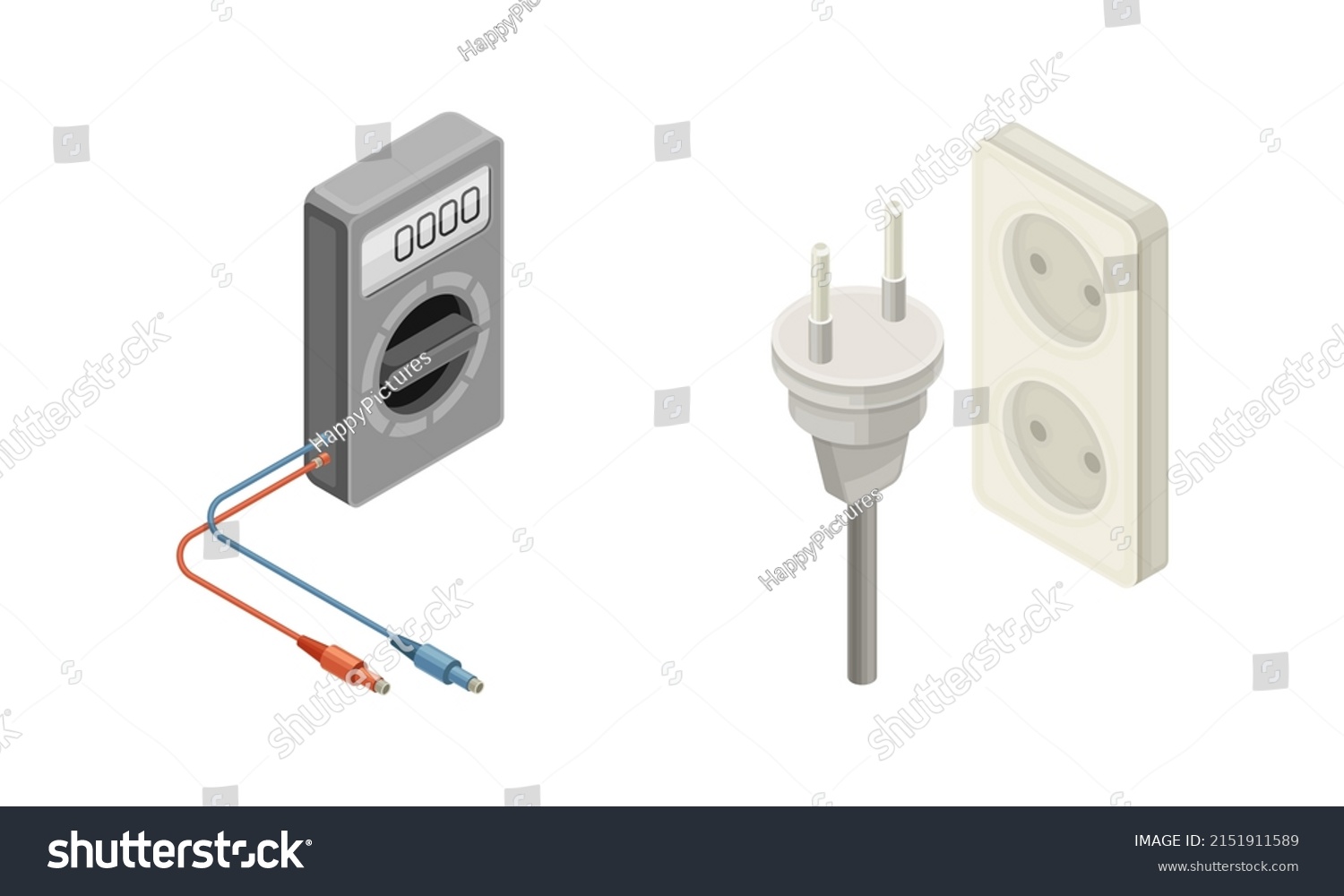 Electric Power Objects Set Voltmeter Socket Stock Vector (Royalty Free ...