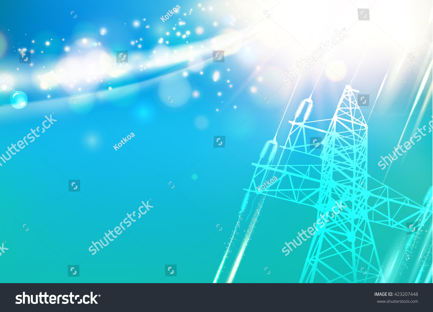 Electric Power Tower Stock Vector (Royalty Free) 423207448