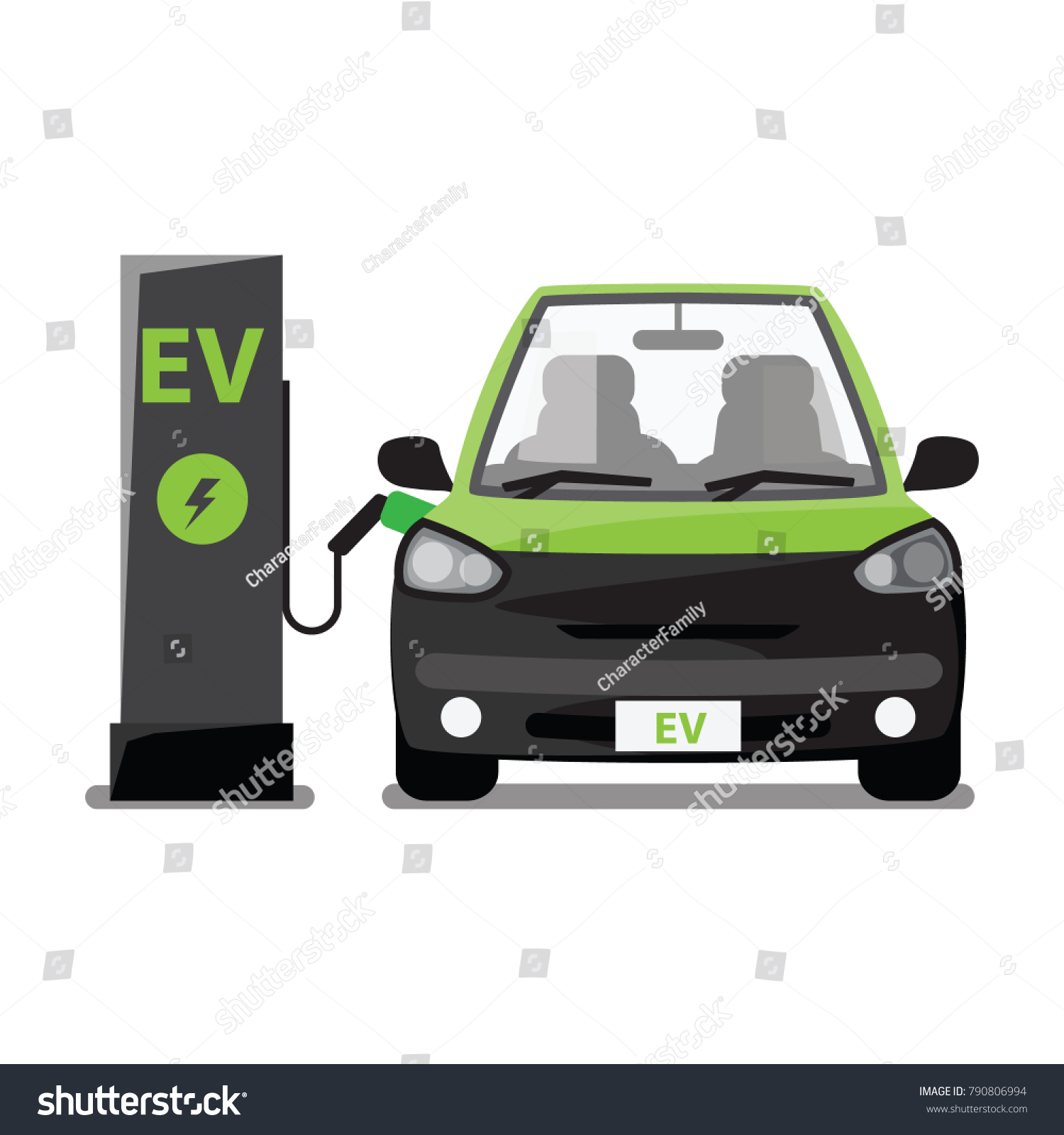 Electric Vehicle Ev Station Stock Vector (Royalty Free) 790806994 ...