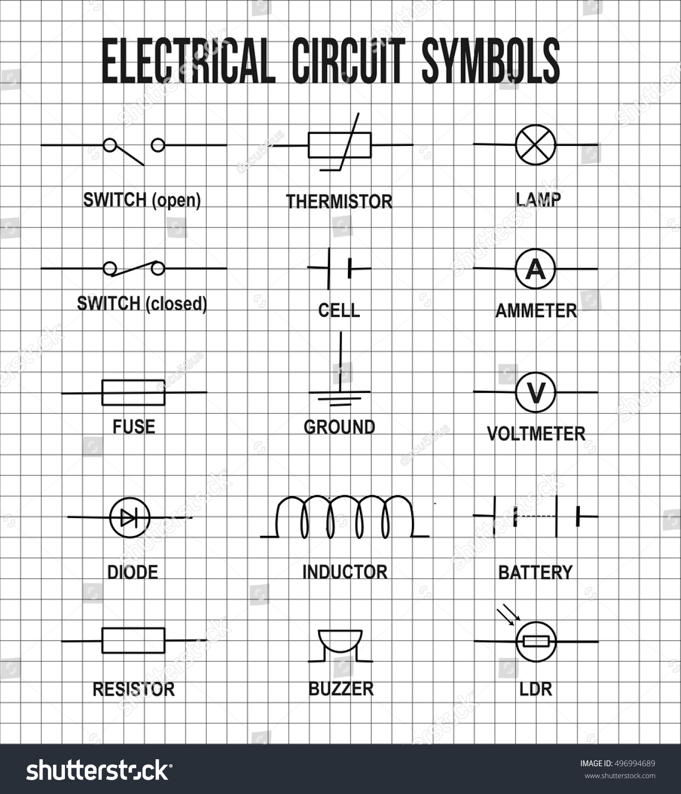 Electrical Circuit Symbols On On Math: vector de stock (libre de ...