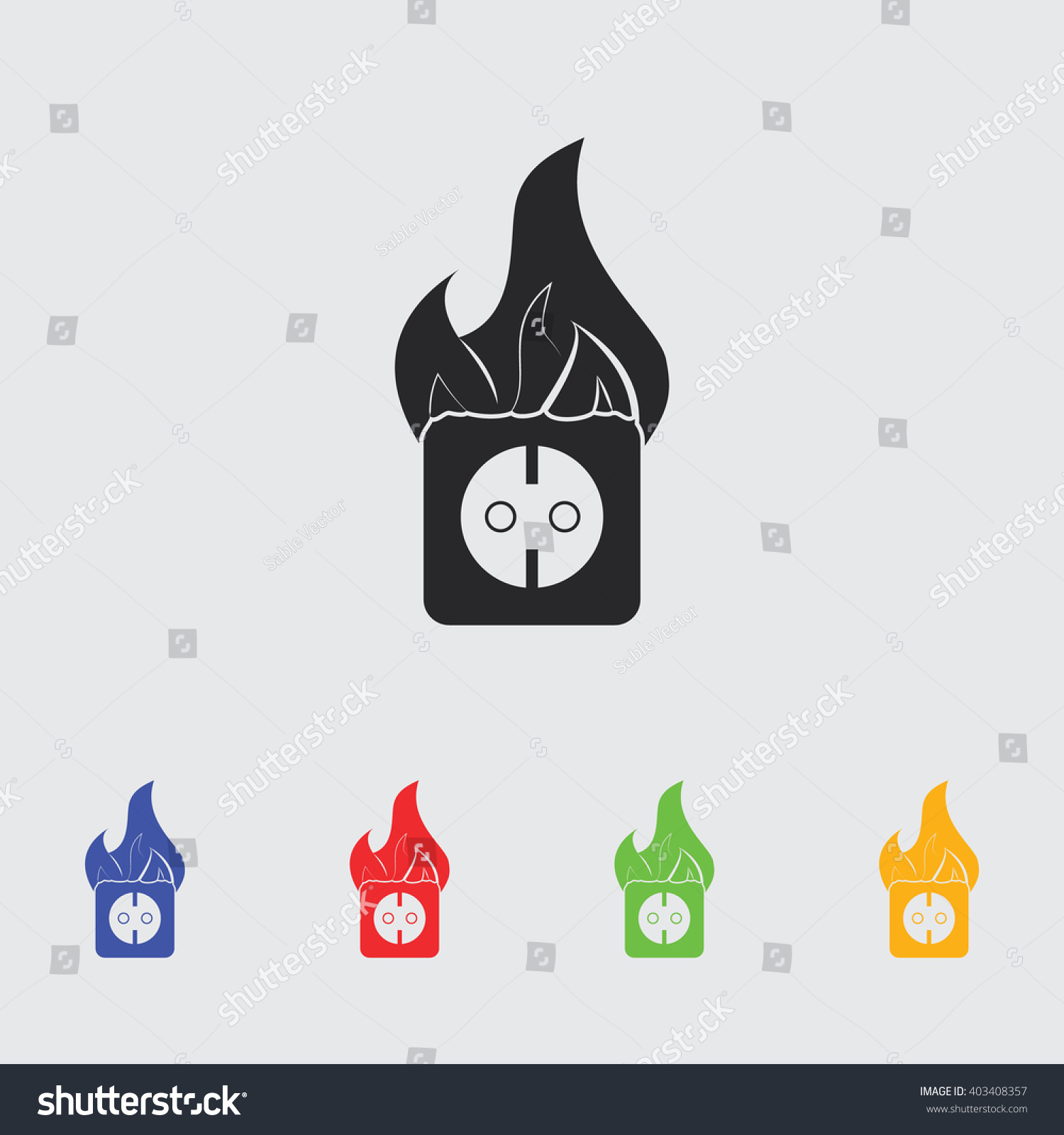 Electrical Outlet Fire Icon Stock Vector (Royalty Free) 403408357 ...