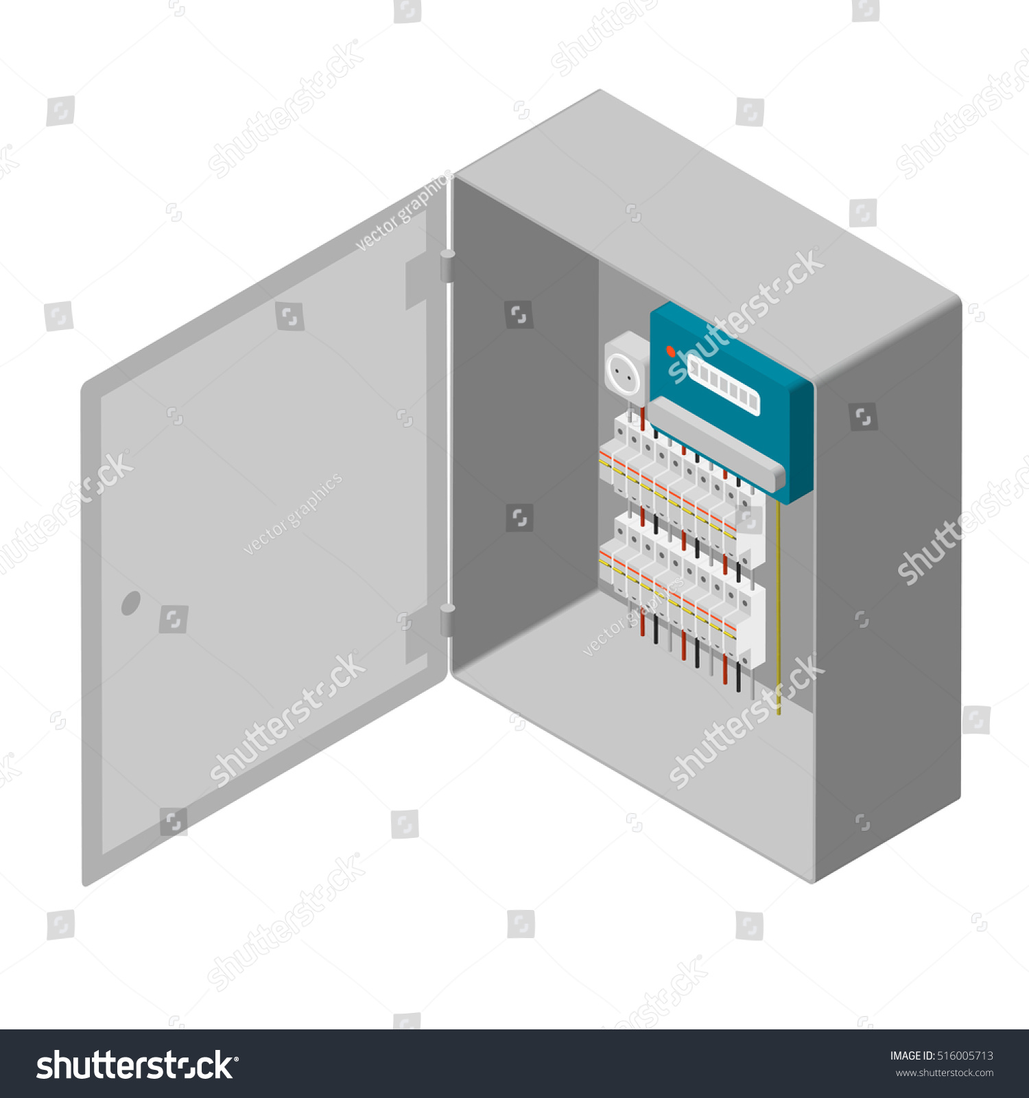 Vektor Stok Electrical Panel Electric Meter Circuit Breakers (Tanpa ...