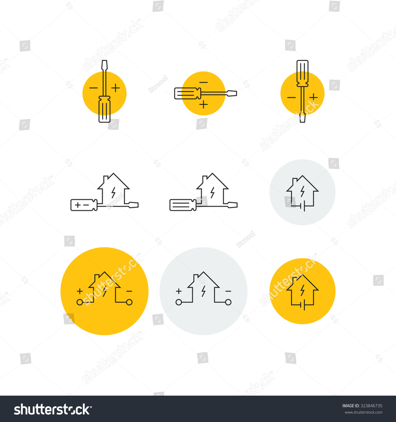 Electrical Service Icons Set Stock Vector (Royalty Free) 323846735 ...