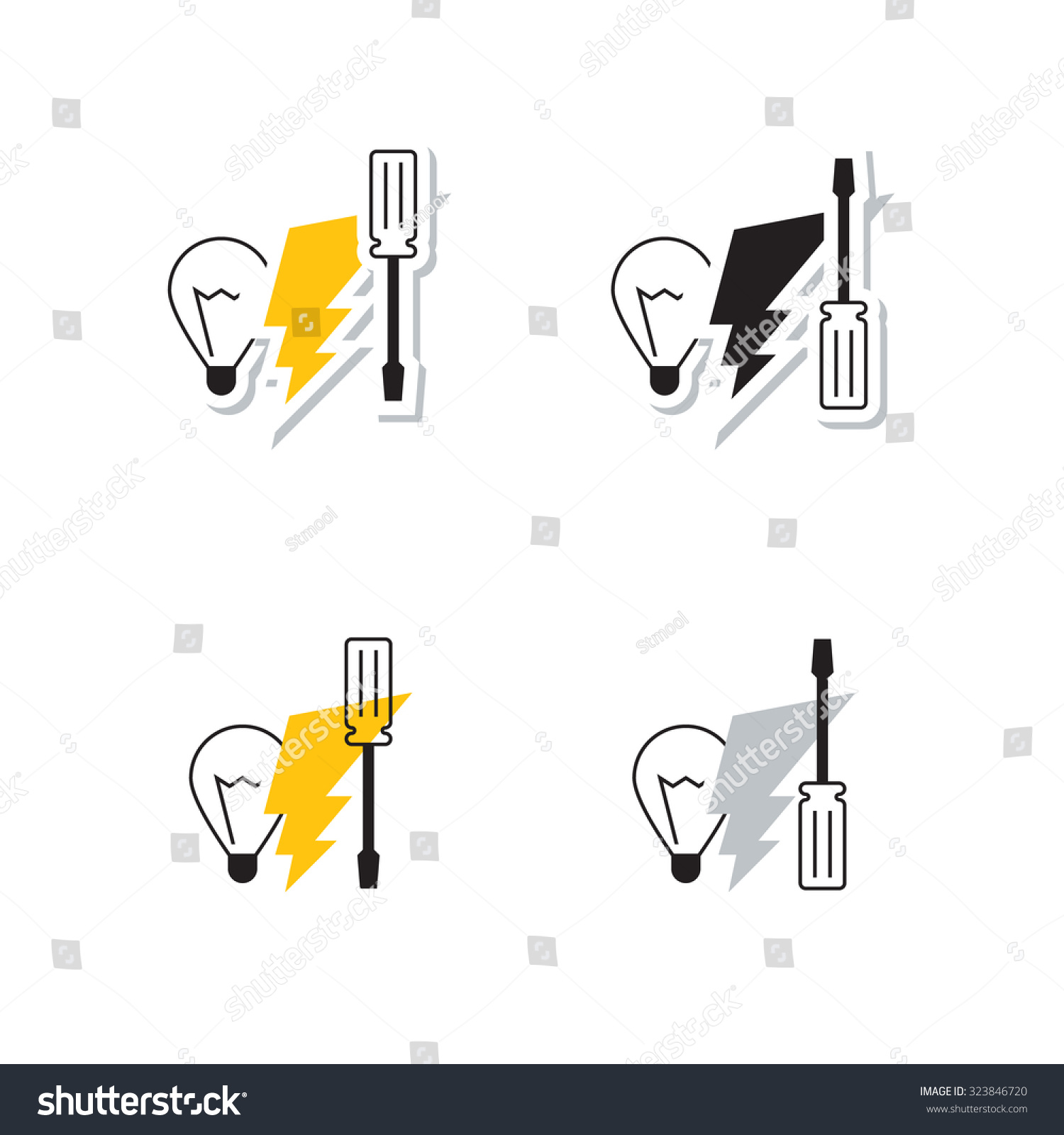 Electrical Service Logo Set Stock Vector (Royalty Free) 323846720 ...