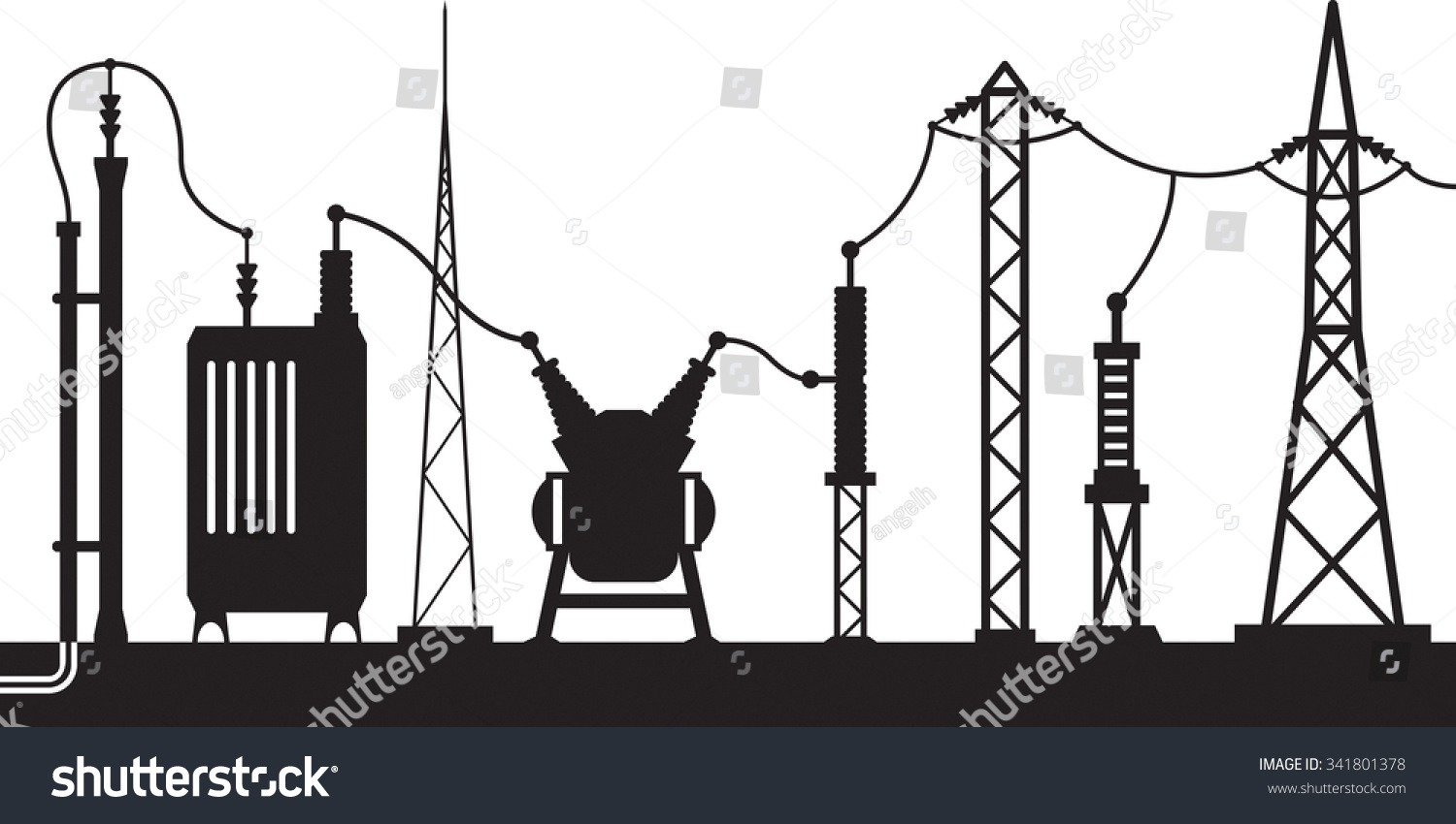 Electrical Substation Scene - Vector Illustration - 341801378 ...