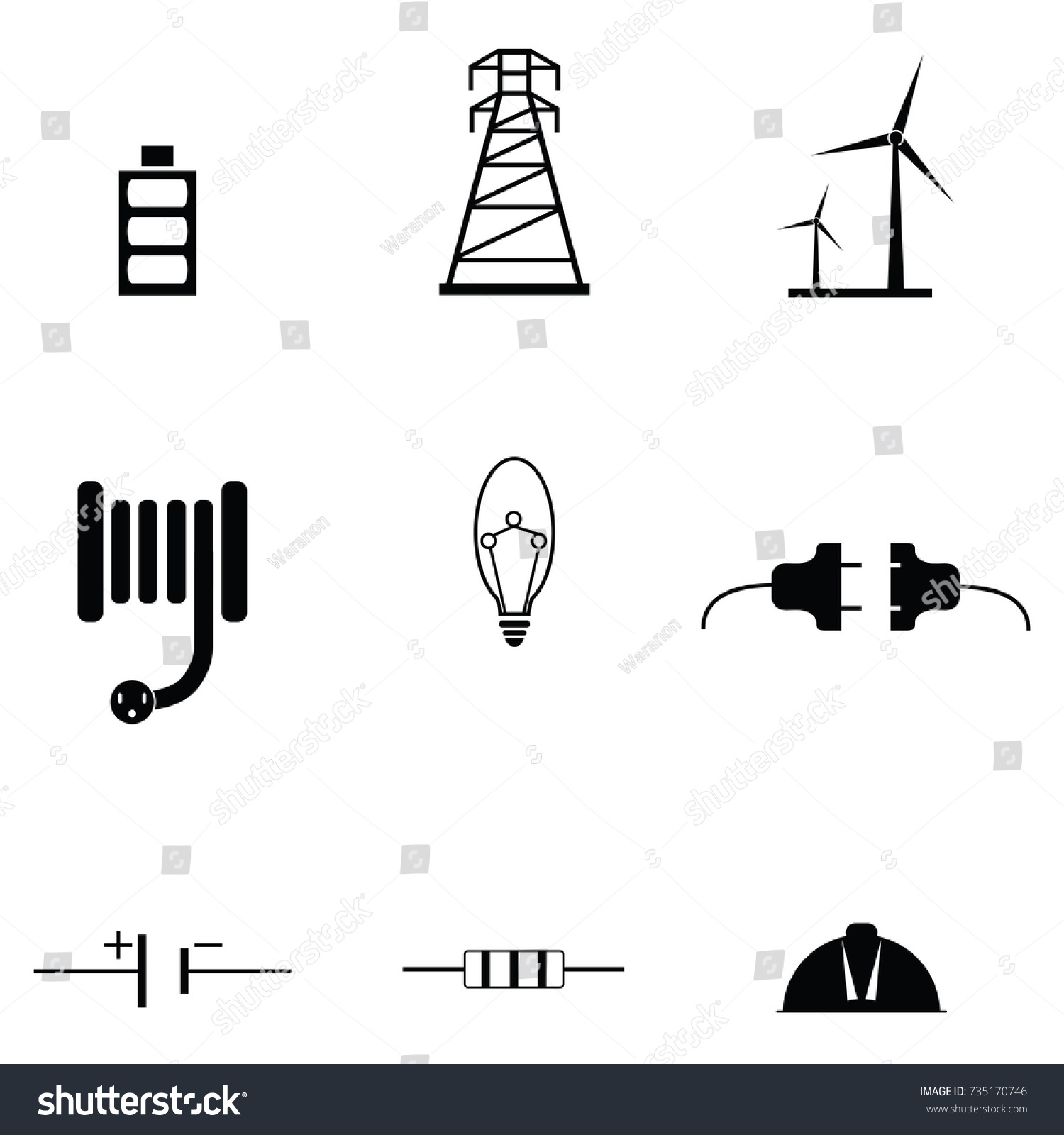 Electrician Icon Set Stock Vector (Royalty Free) 735170746 | Shutterstock