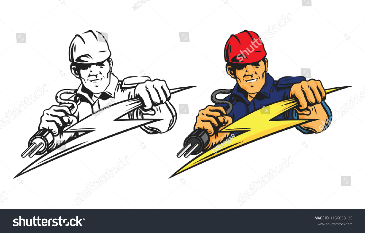 Electrician Manlogo Vector: เวกเตอร์สต็อก (ปลอดค่าลิขสิทธิ์) 1156858135 ...