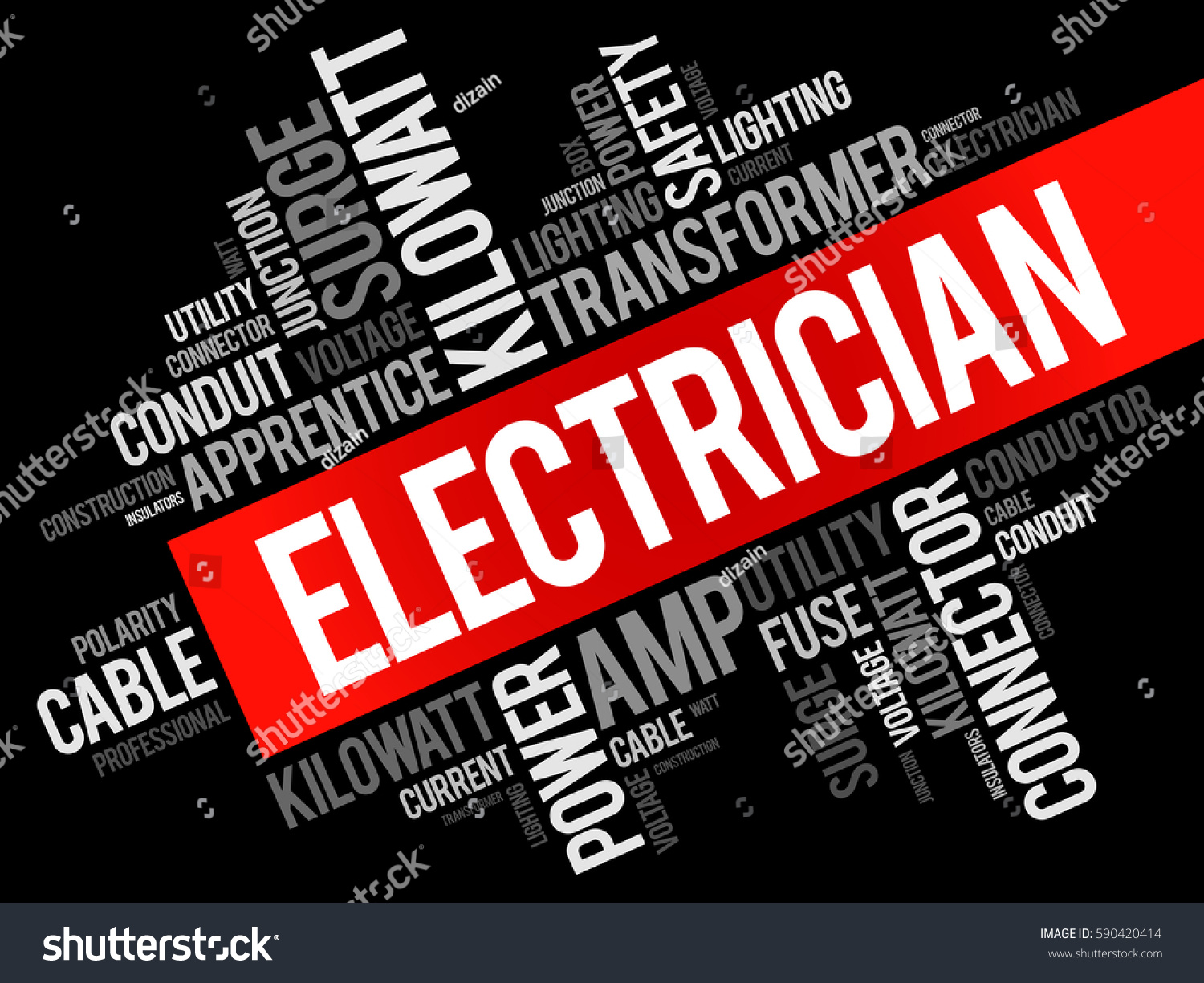 Electrician Word Cloud Collage Concept Background Stock Vector (Royalty ...