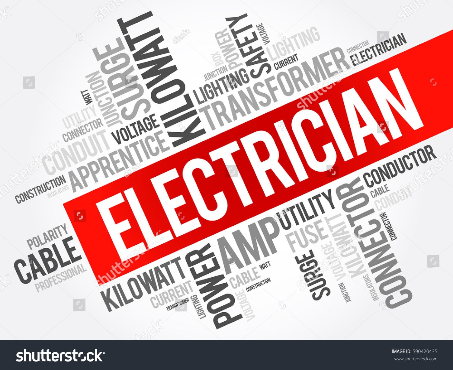 Electrician Word Cloud Collage Concept Background Stock Vector (Royalty ...