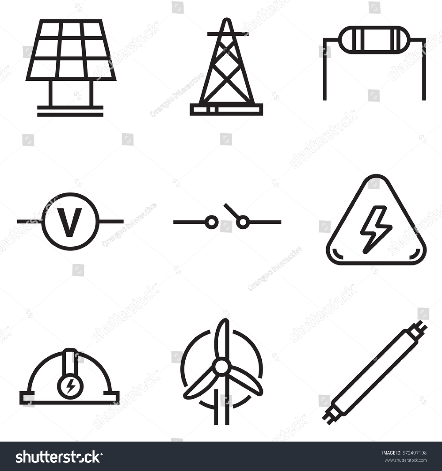 Electricity Icon Set Illustration Design Line Stock Vector Royalty