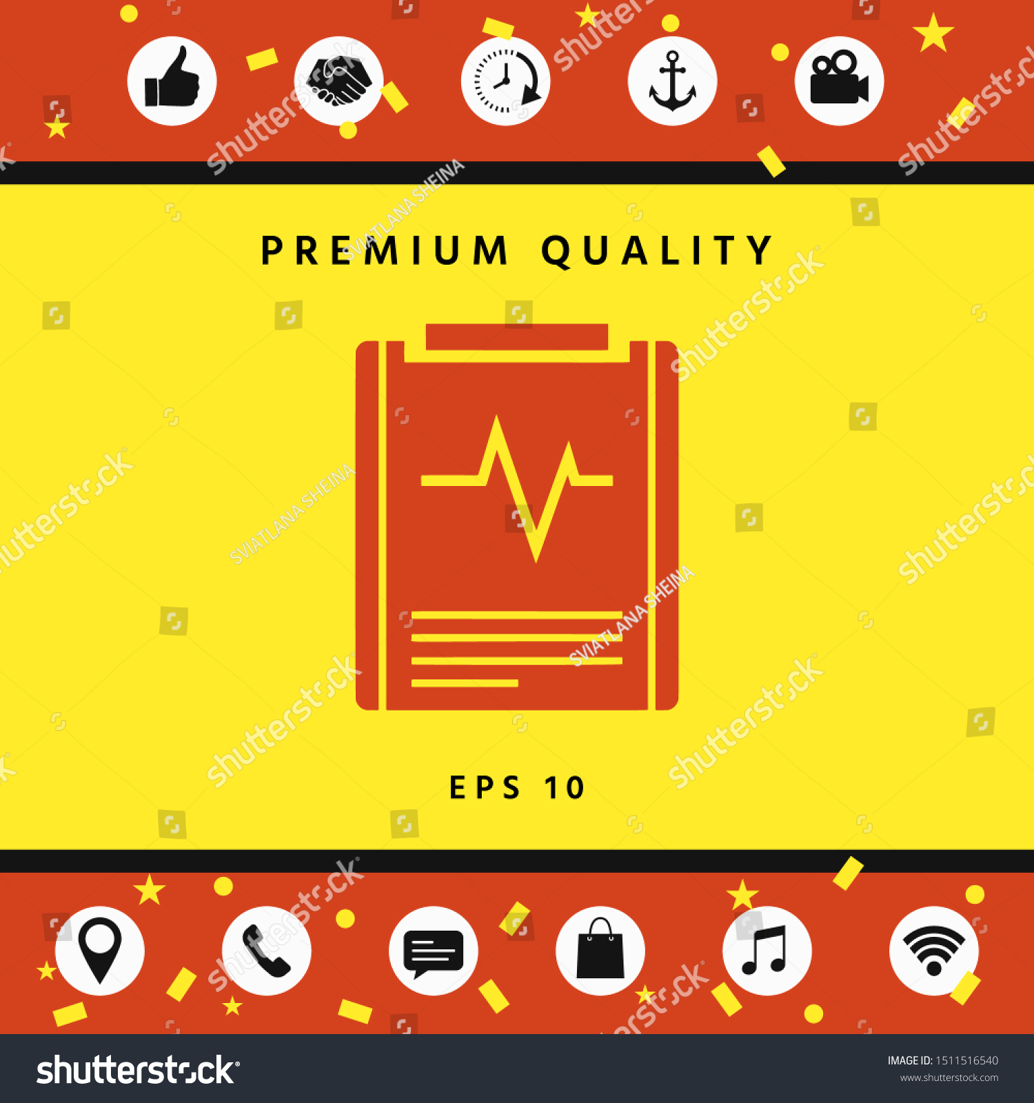 Electrocardiogram Symbol Icon Graphic Elements Your Stock Vector ...