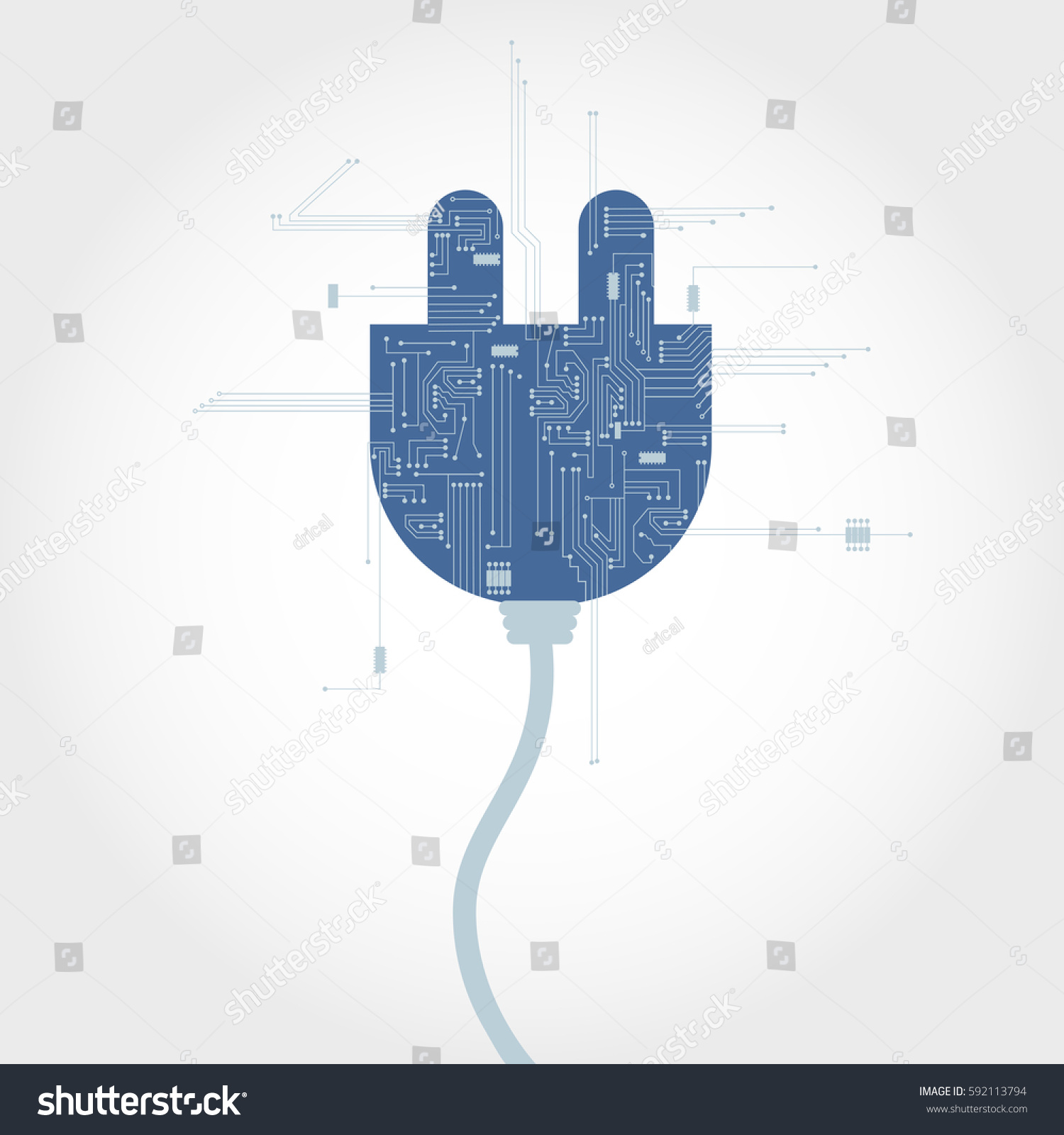 Electronic Circuit Branching Plug Socket Clean Stock Vector (Royalty ...