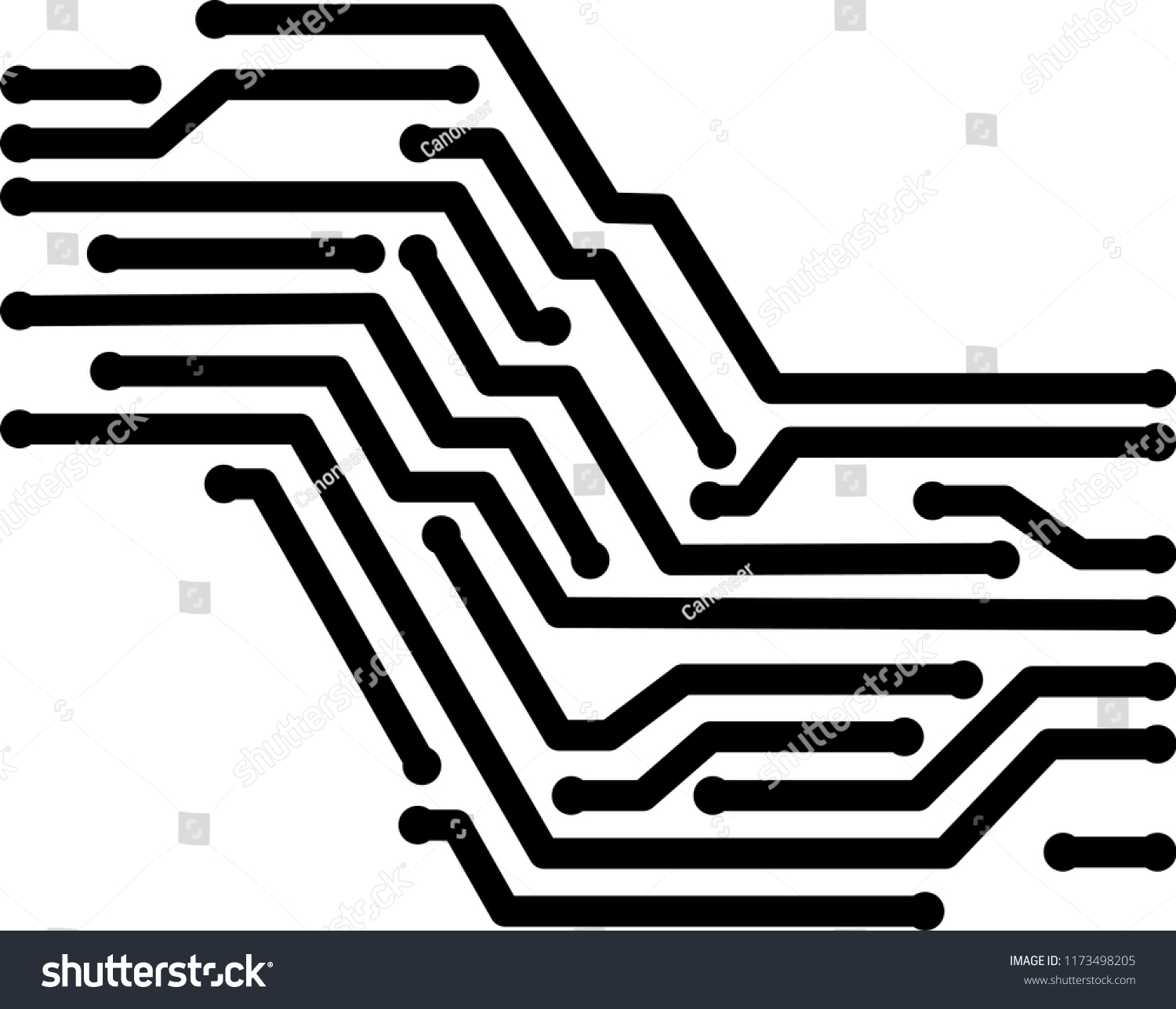 Electronic Circuit Contact Path Vector Illustration Stock Vector ...