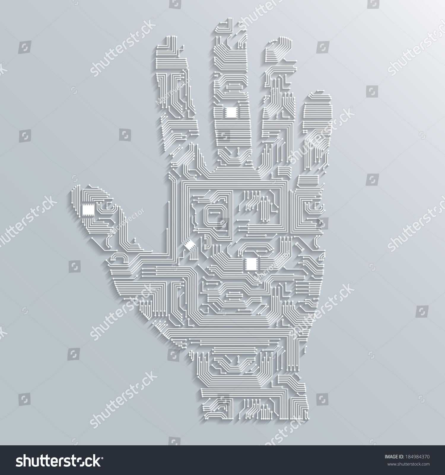 Electronic Computer Technology Circuit Board Hand Stock Vector (Royalty ...