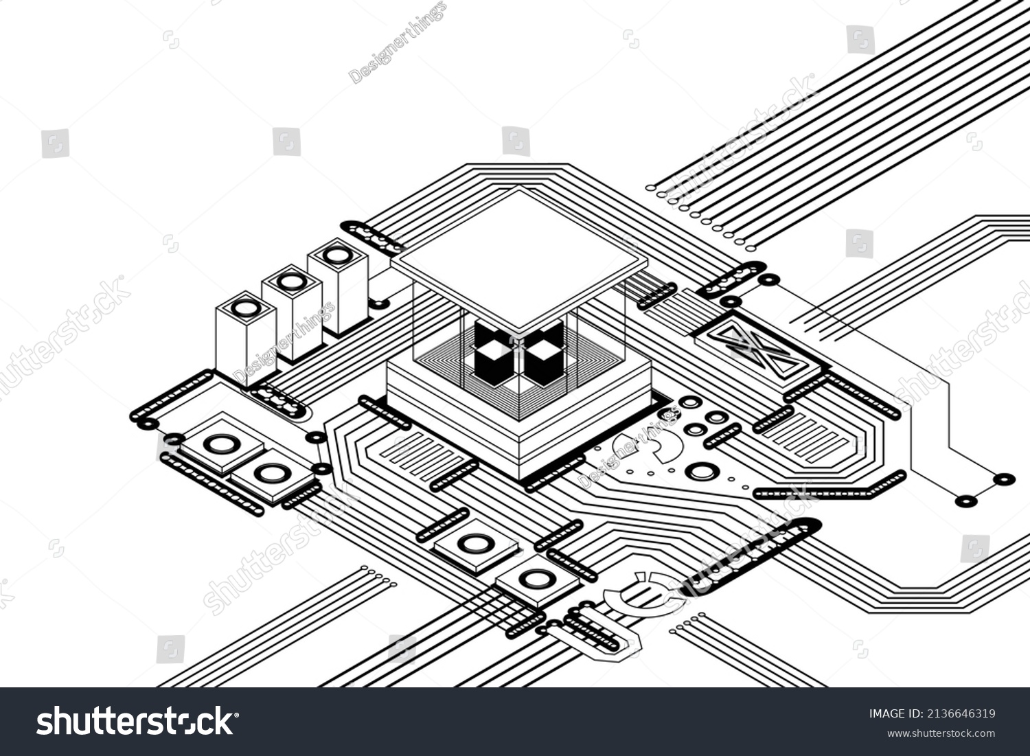 Electronic Cpu Digital Chip Monochrome Processor Stock Vector (Royalty ... Electronic Cpu Digital Chip Monochrome Processor Stock Vector (Royalty ...