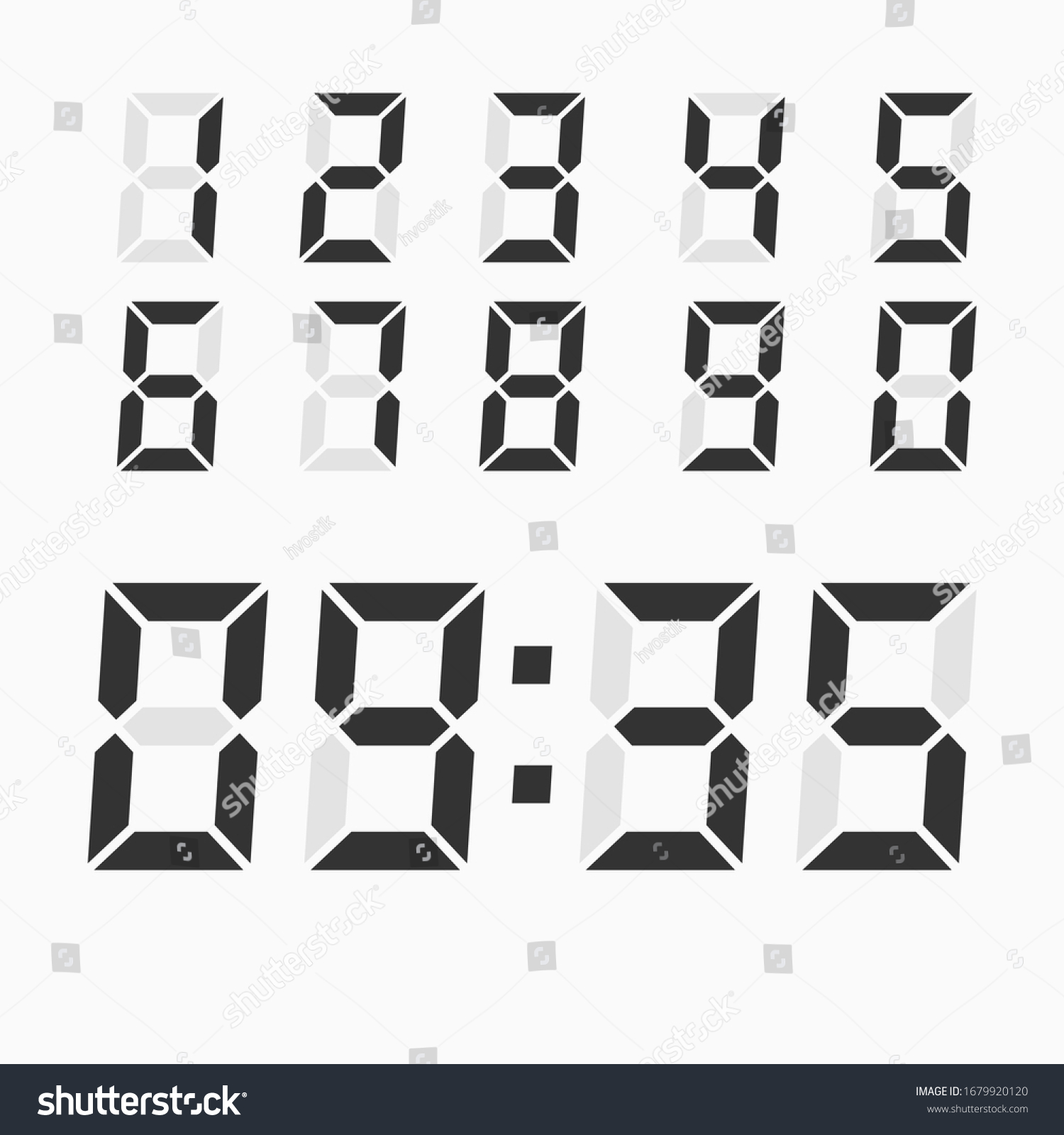 Electronic Figures Digital Numbers Number Set Stock Vector (Royalty ...