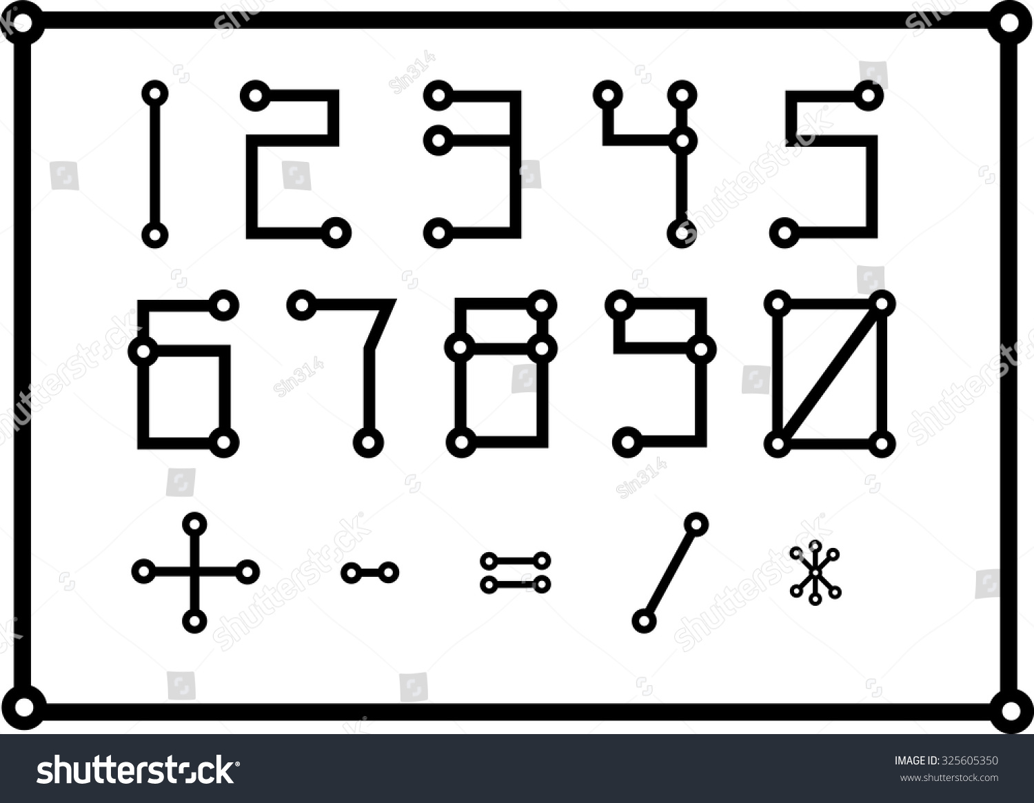 Electronic Numbers Font Stock Vector (Royalty Free) 325605350 ...