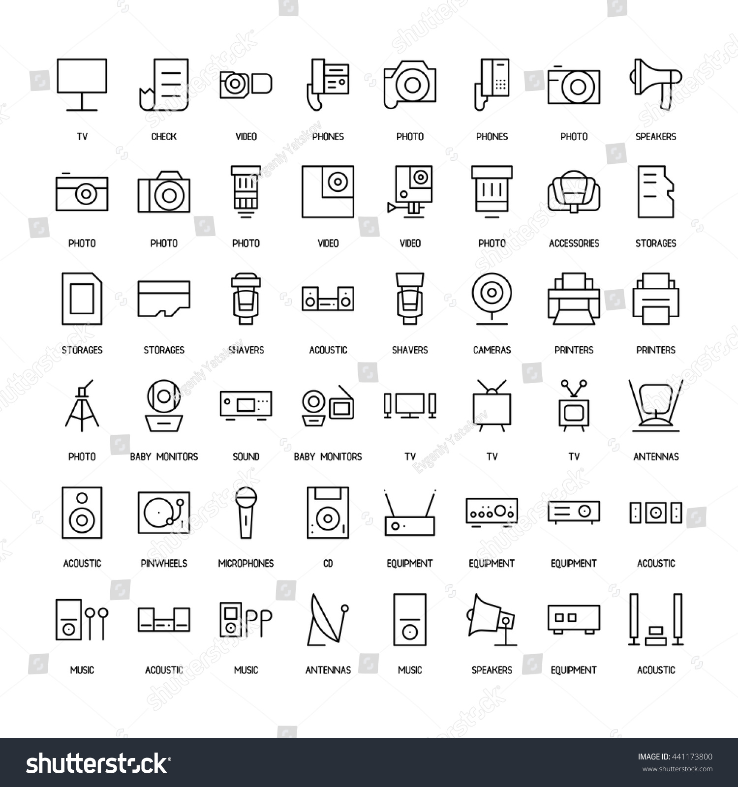 Electronics Simple Icons Set Paths Vector: เวกเตอร์สต็อก (ปลอดค่า ...