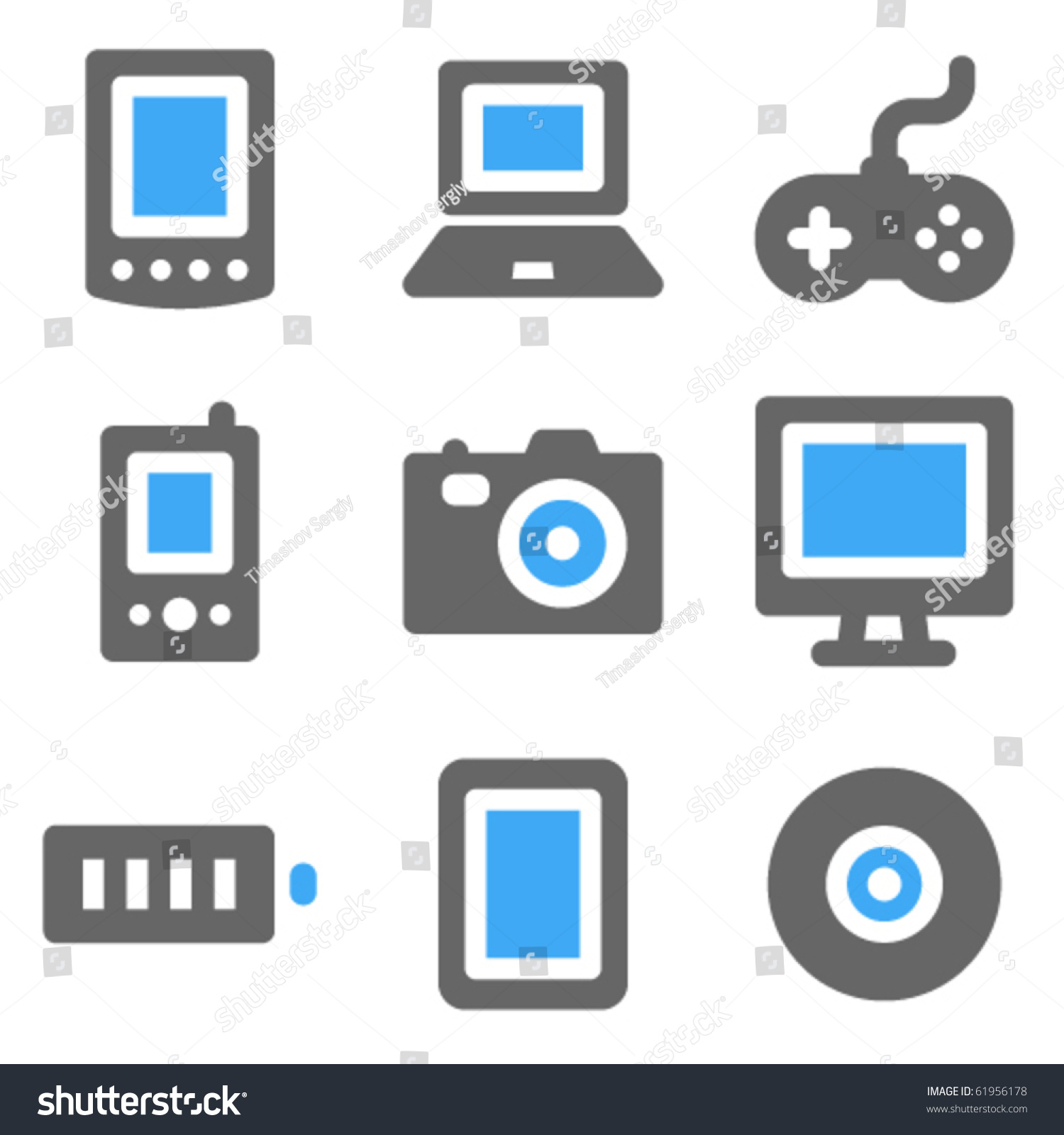 Electronics Web Icons Blue Grey Solid Stock Vector (Royalty Free ...