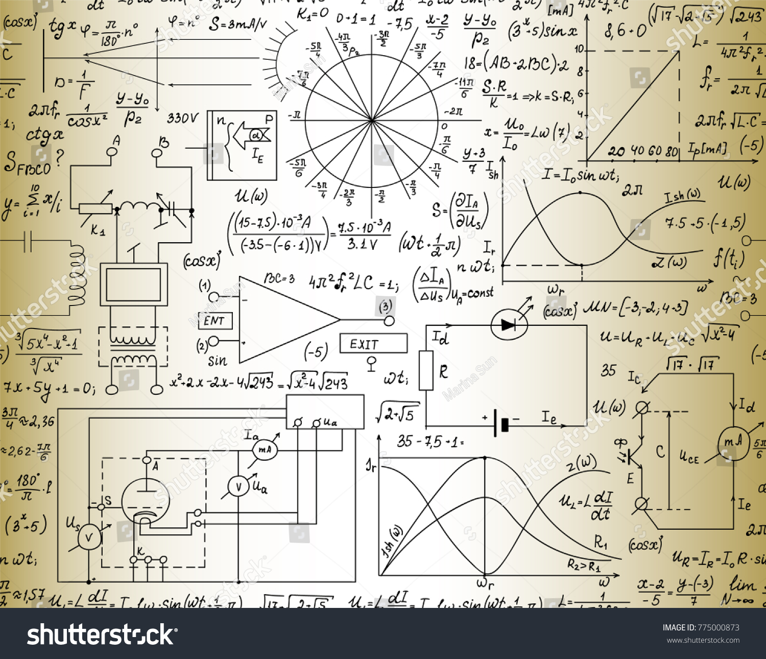 Electrotechnical Vector Seamless Pattern Handwritten Formulas Stock ...
