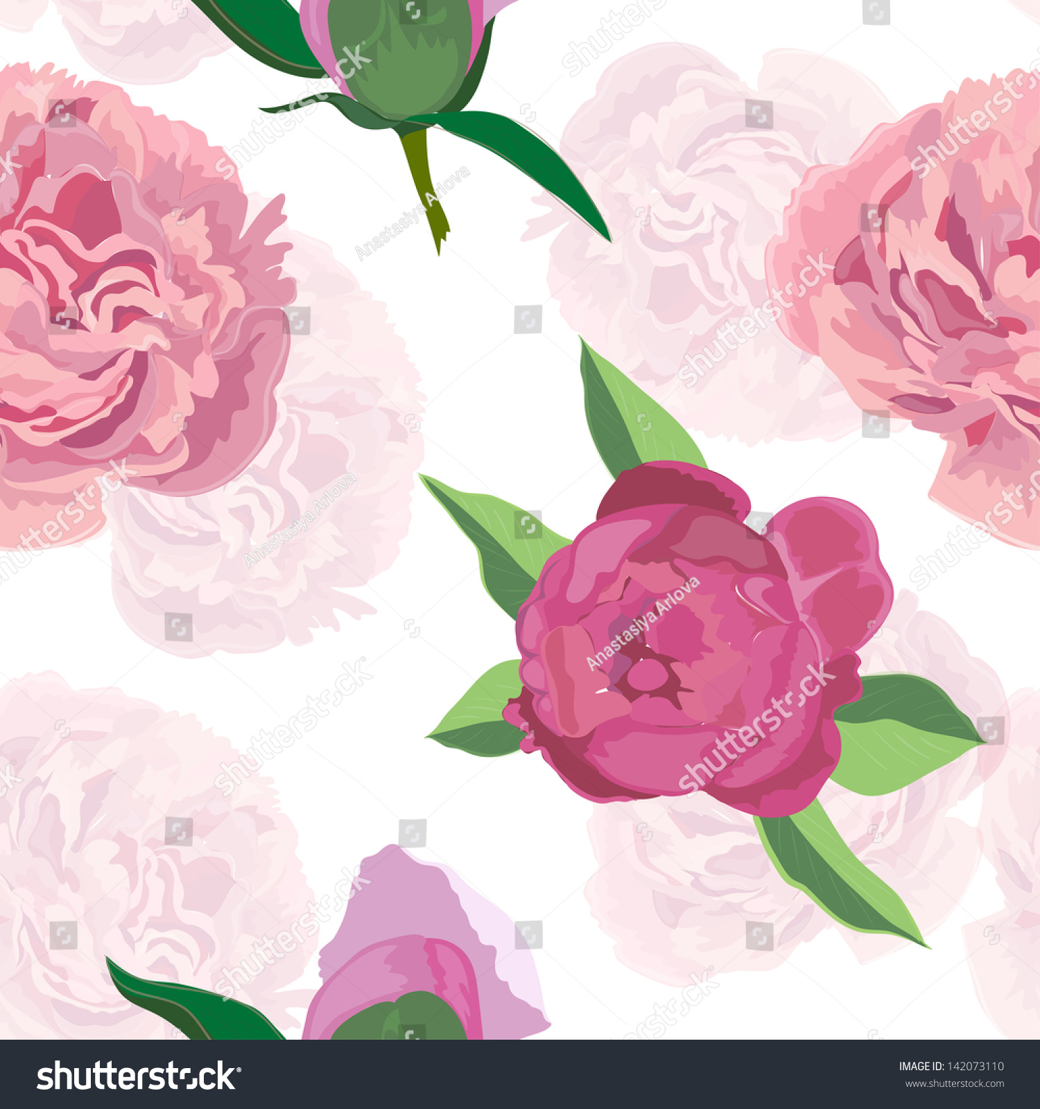 Elegance Seamless Pink Peony Pattern On Stock Vector (Royalty Free ...
