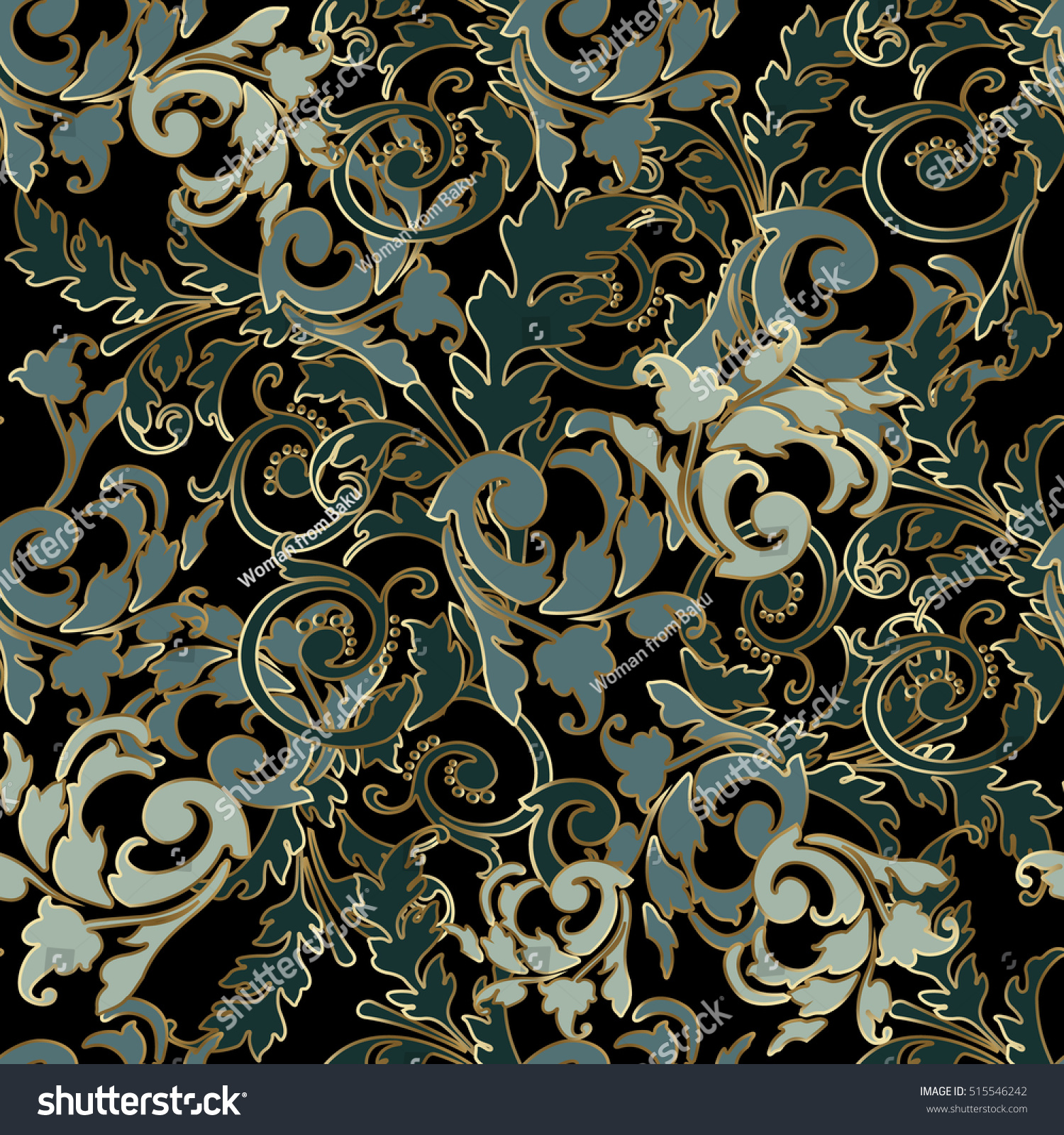 Elegant Baroque Damask Vector Seamless Pattern Stock Vector (Royalty ...