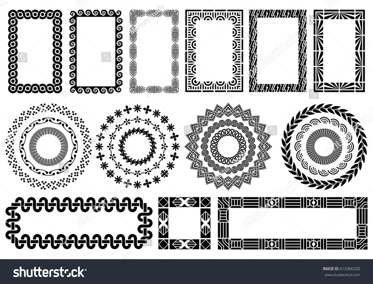 Elegant Border Set Graphic Design Stock Vector (Royalty Free) 612066320 ...