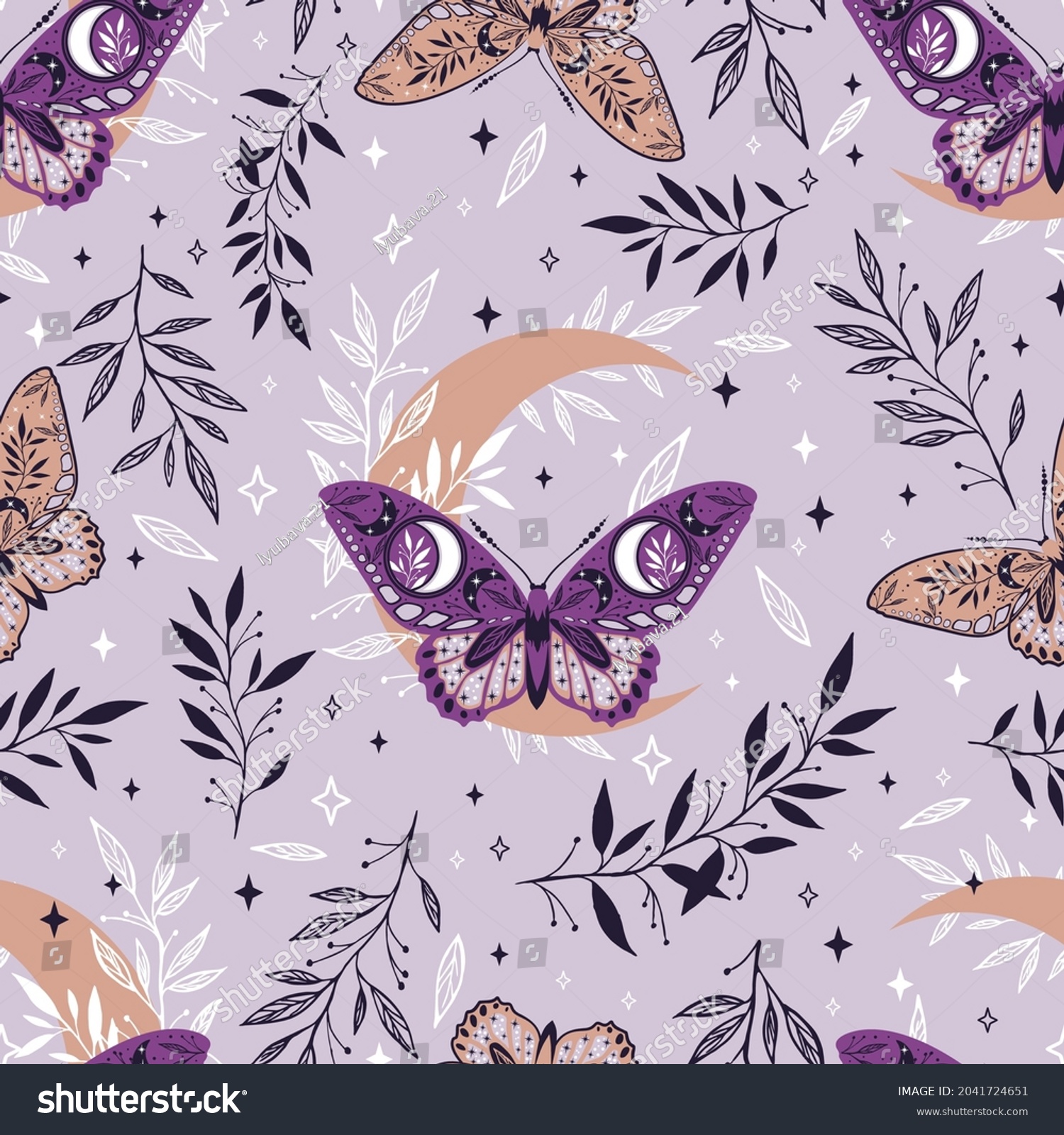 Elegant Celestial Seamless Pattern Herbs Boho Stock Vector (Royalty Free) 2041724651 | Shutterstock
