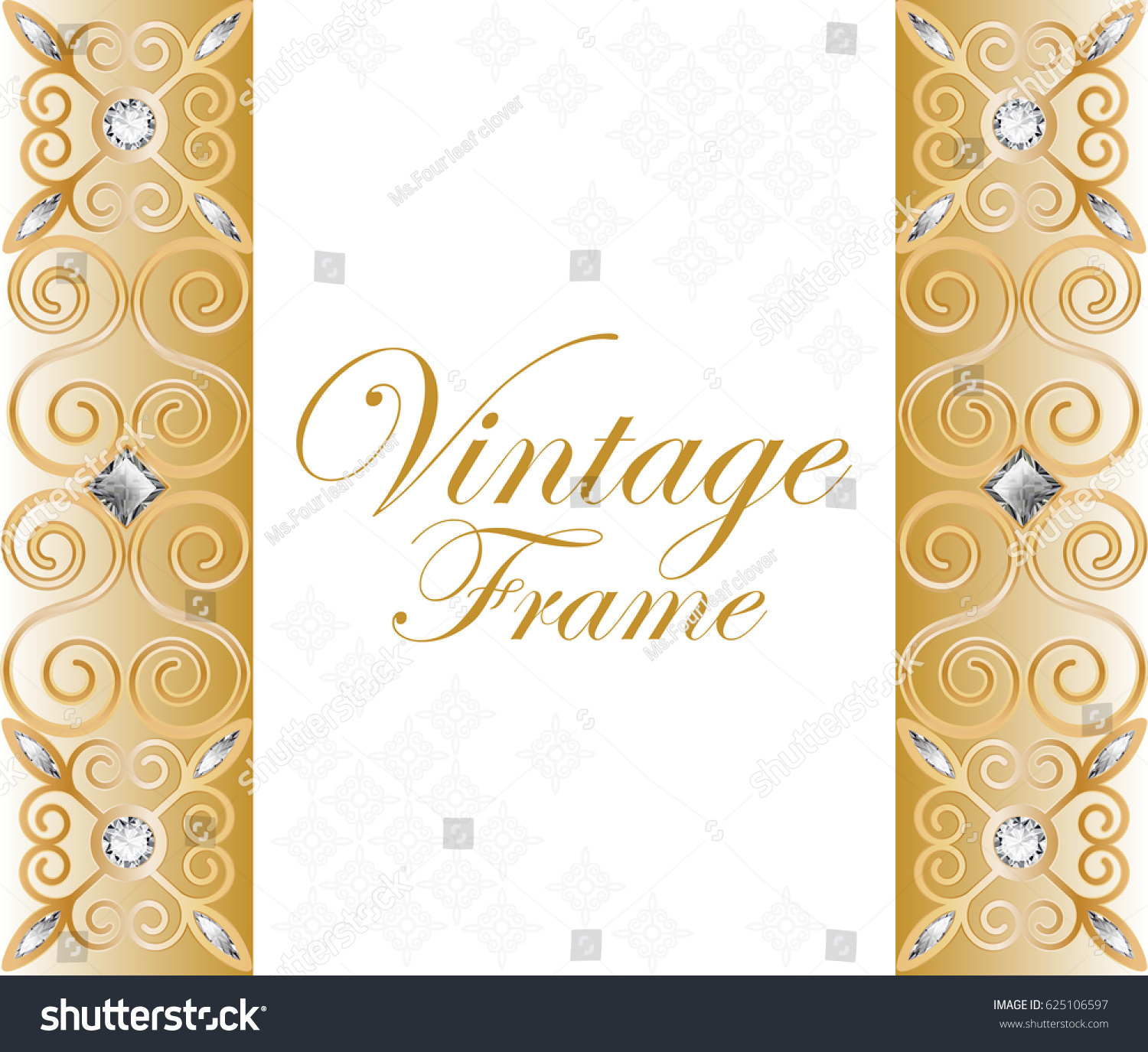 Elegant Diamond Gold Vintage Frame Vector Stock Vector (Royalty Free ...