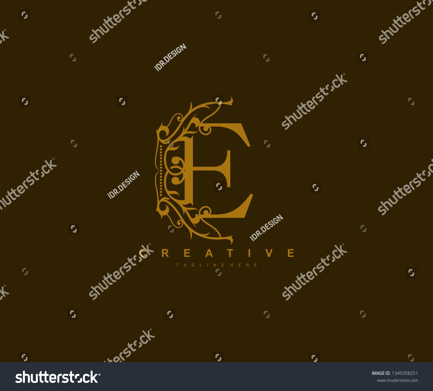 Elegant Emblem Frame Letter E Monogram: vector de stock (libre de ...