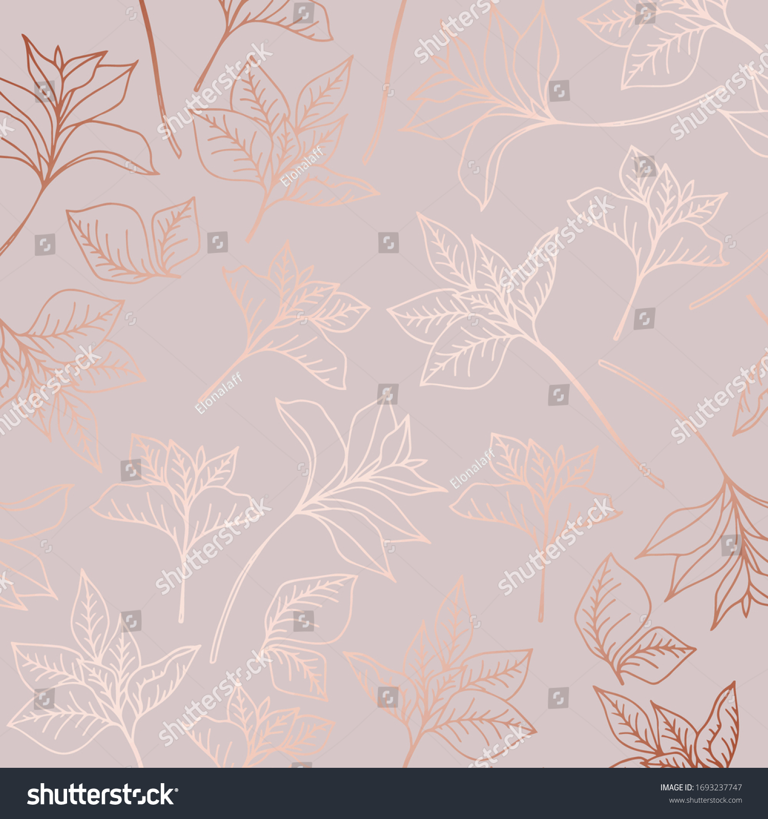Elegant Floral Pattern Rose Gold Vector Stock Vector (Royalty Free ...