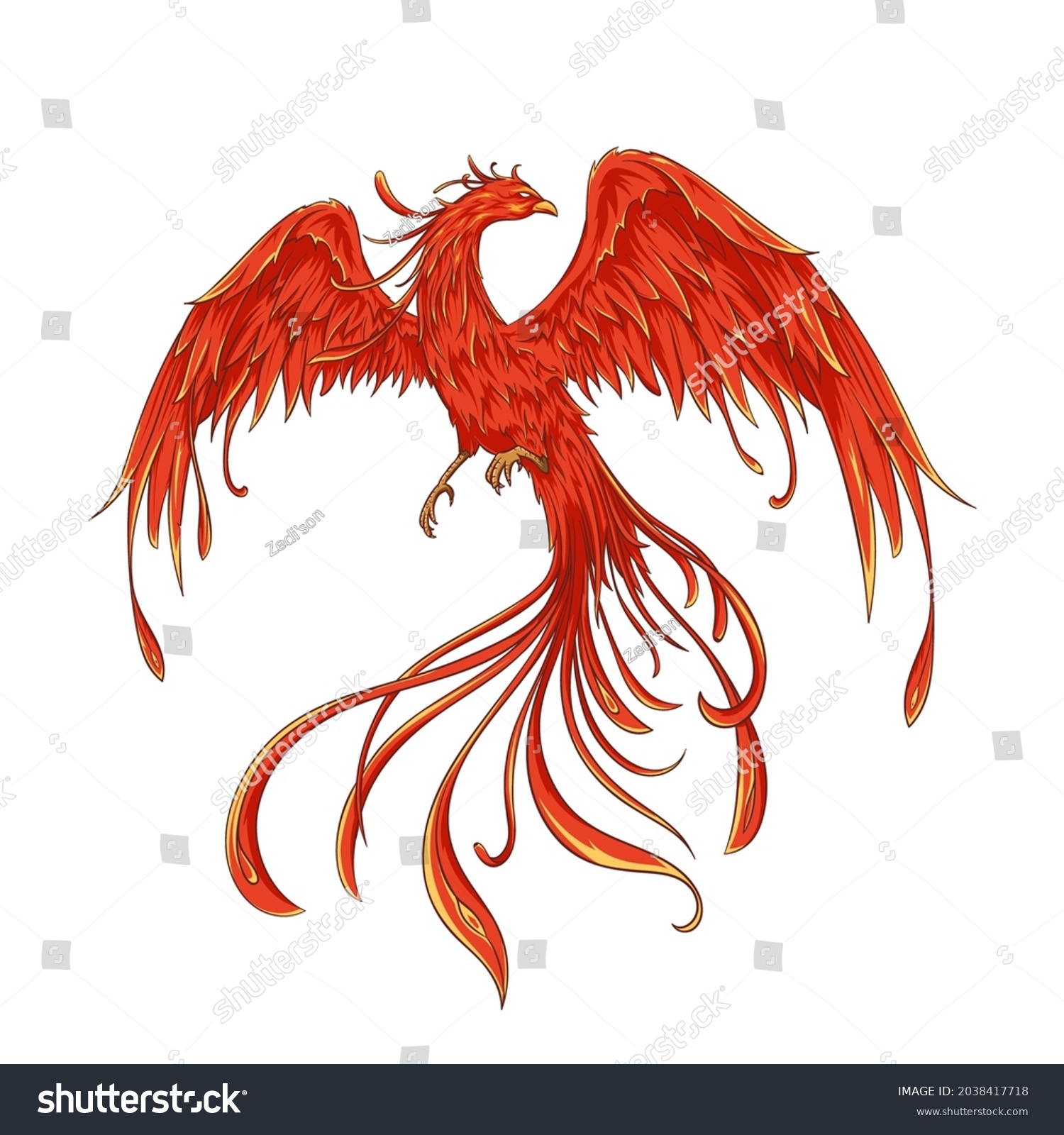 Elegant Flying Phoenix Vector Illustration Stock Vector (Royalty Free ...