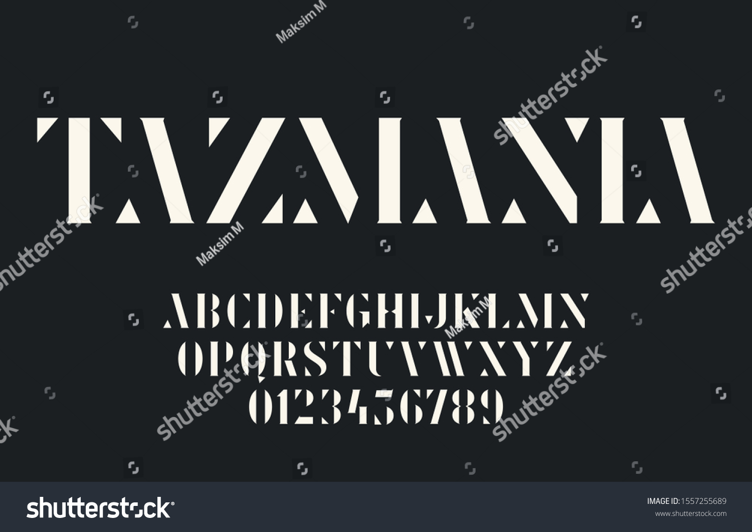 Elegant Geometric Stencil Font Triangular Elements Stock Vector ...