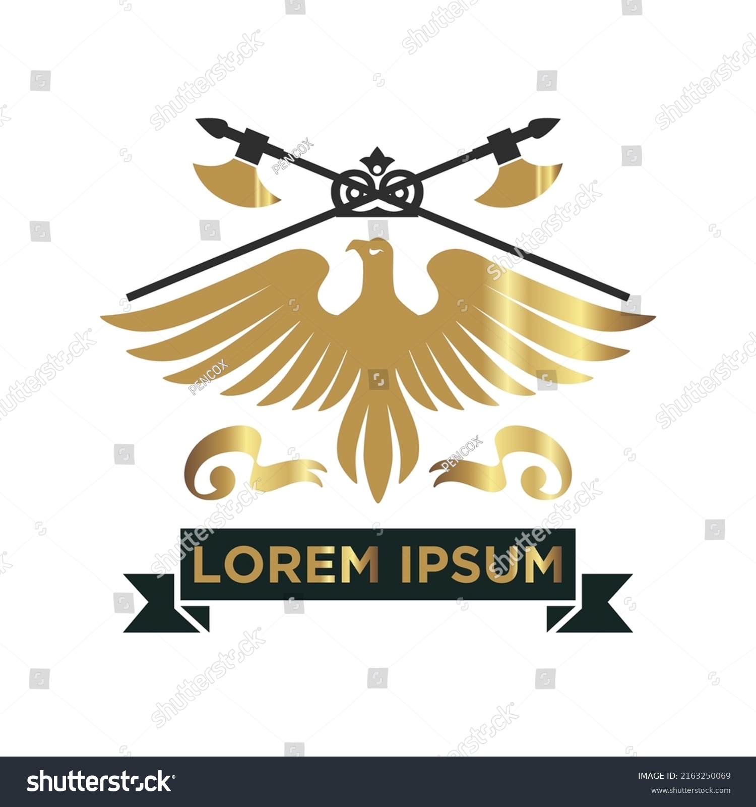 Elegant Golden Eagle Logo Design Stock Vector (Royalty Free) 2163250069 ...