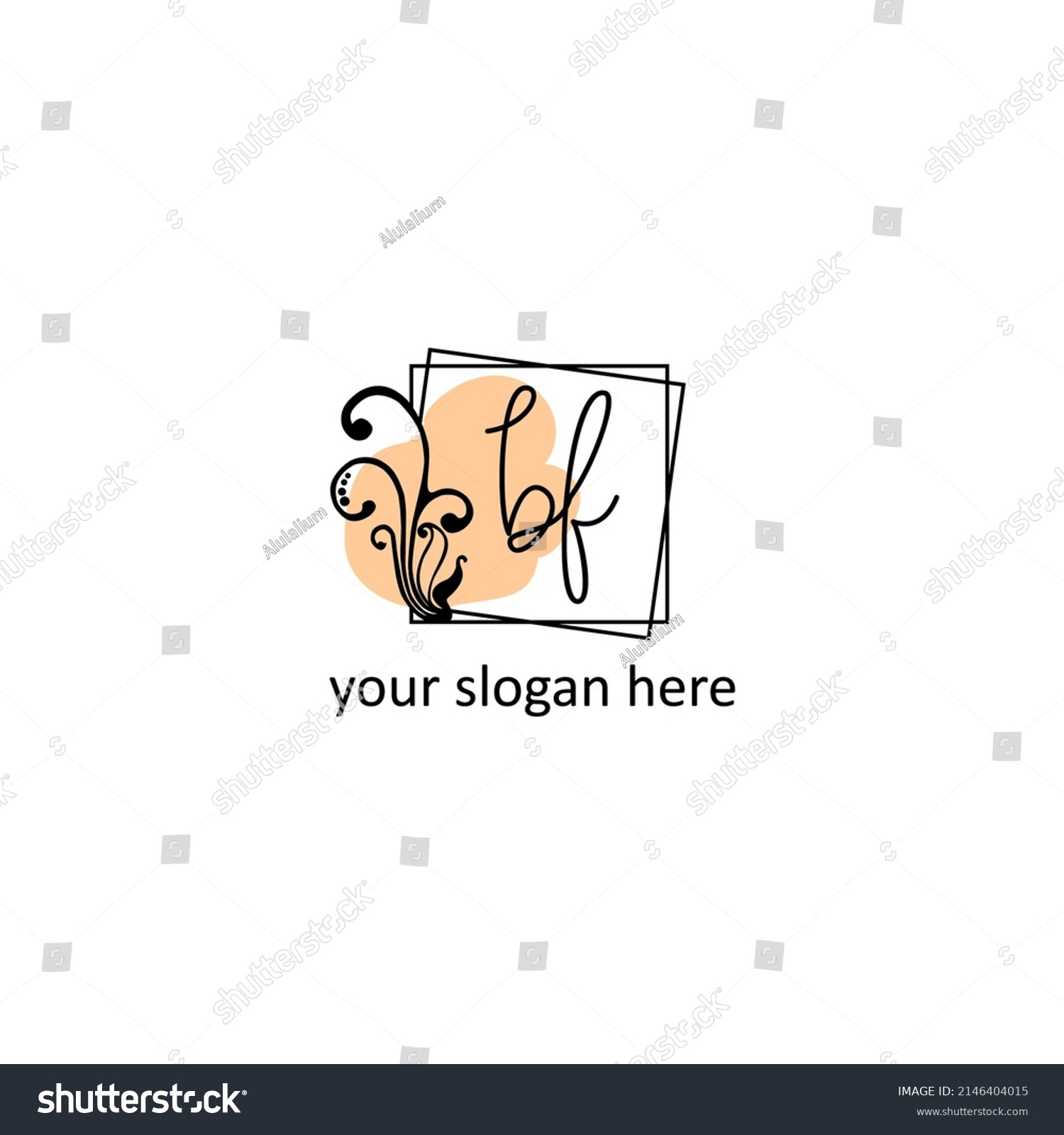 Elegant Handwritten Letter Bf Template Square Stock Vector (Royalty ...