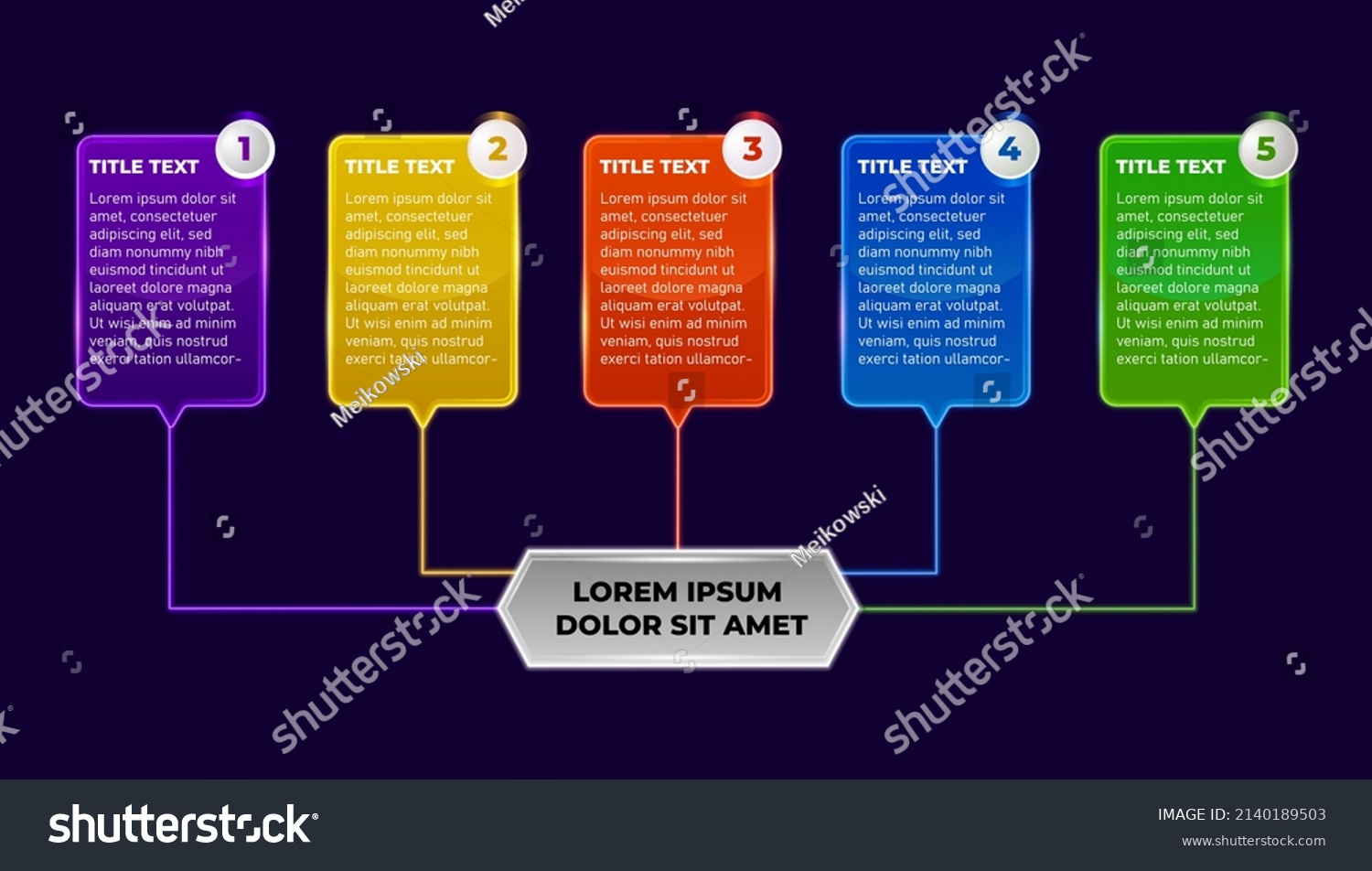 Elegant Neon Infographic Step Vector Stock Vector (Royalty Free ...