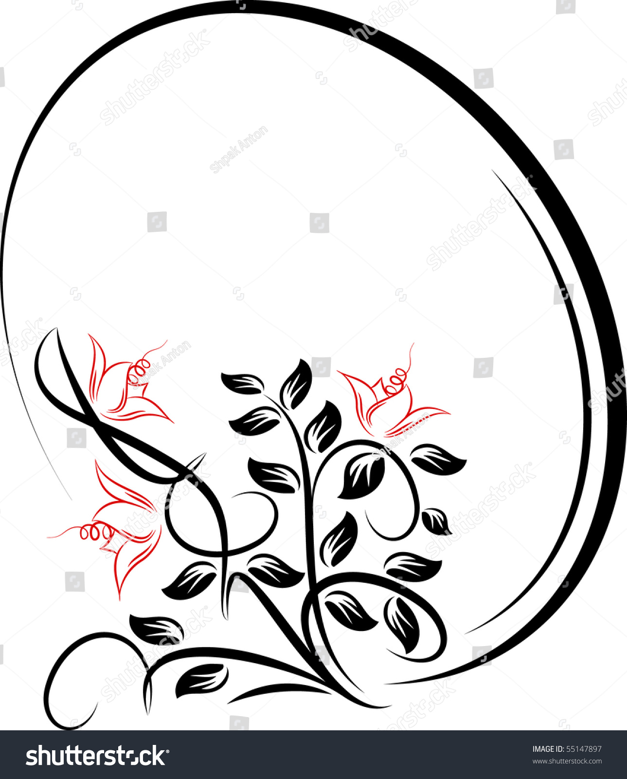Elegant Oval Frame Flower Vector Stock Vector 55147897 - Shutterstock
