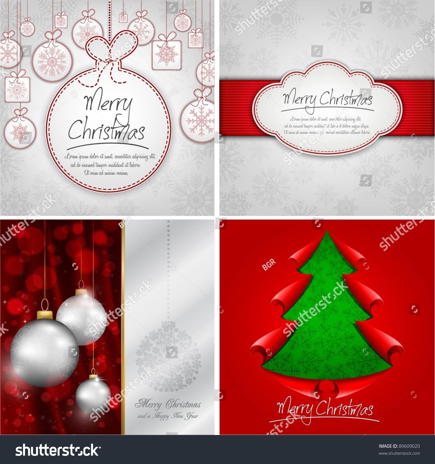 Elegant Red Christmas Design Background Set Stock Vector (Royalty Free ...