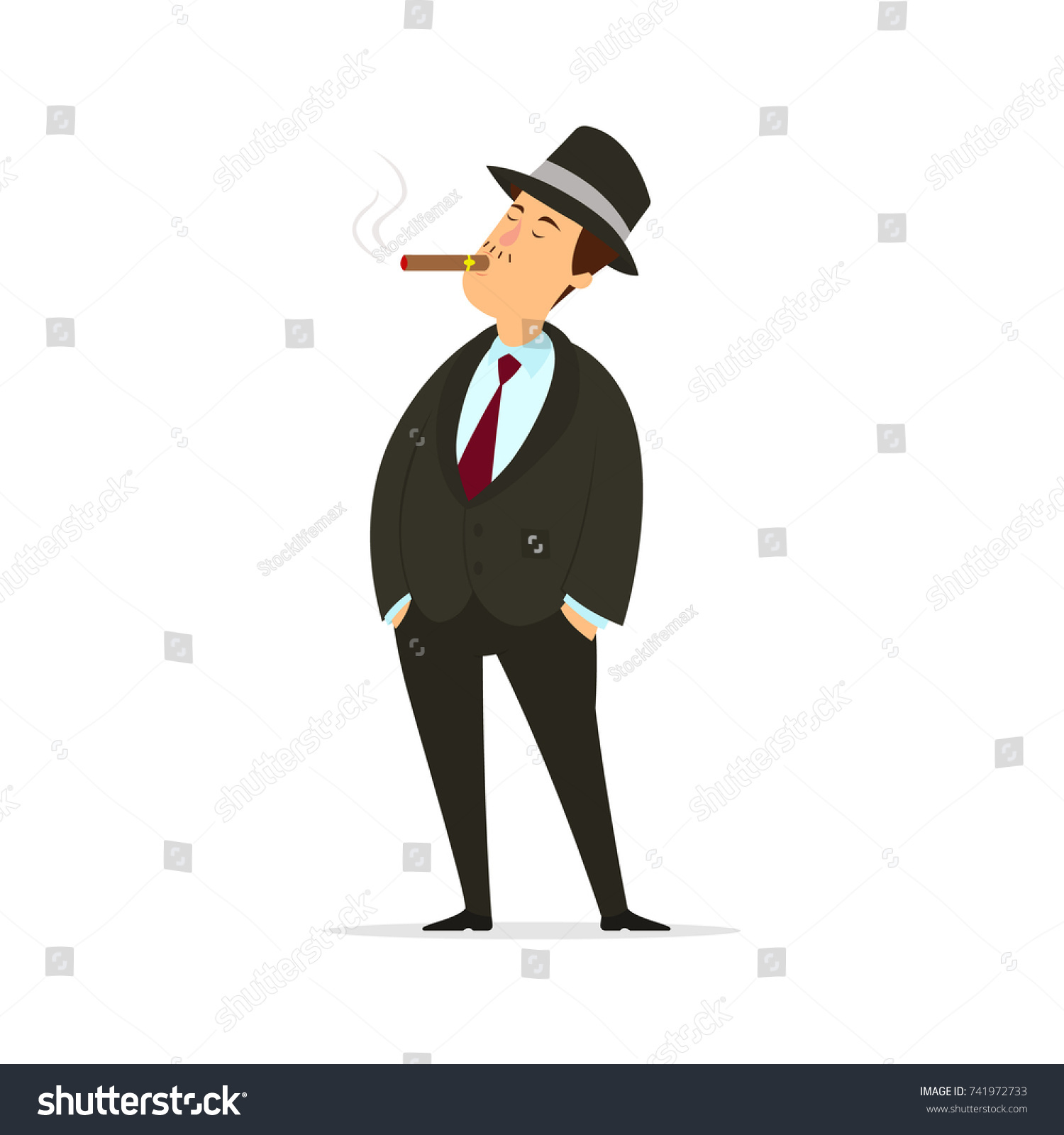 Elegant Rich Man Smoking Cigar Vector 스톡 벡터(로열티 프리) 741972733 ...